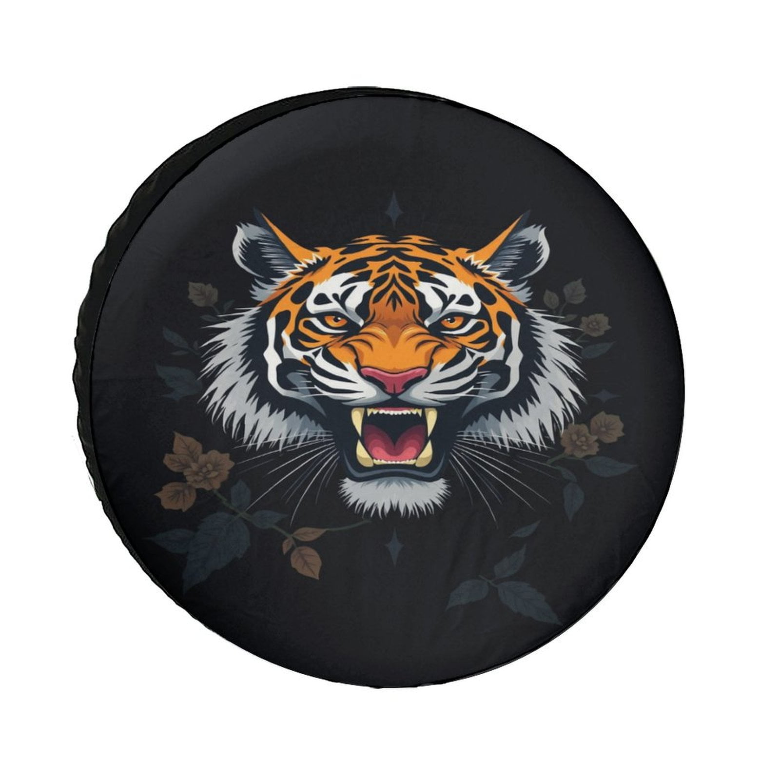 Roaring Tiger Floral Art Spare Tire Cover Universal Wheel Tire ...