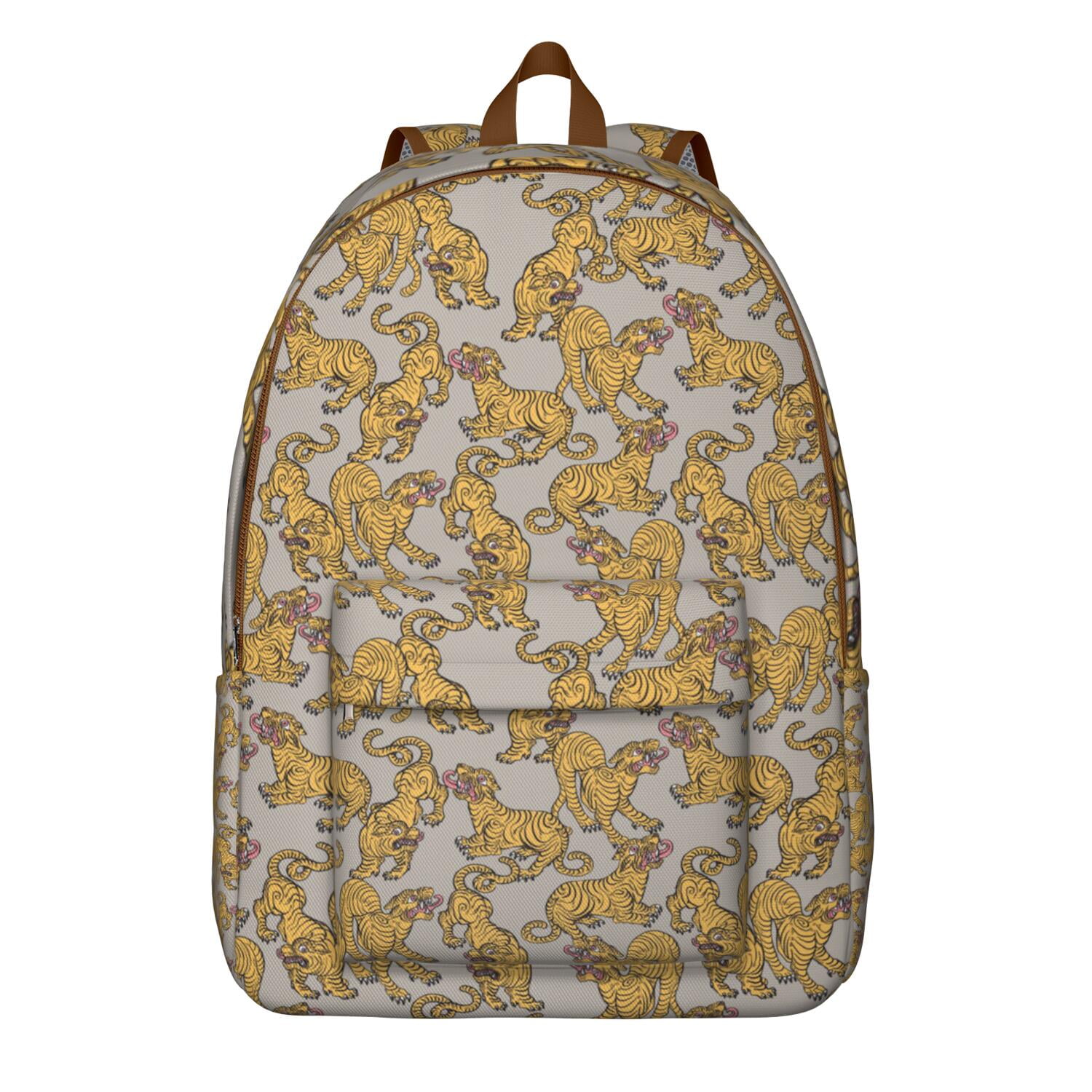 Roaring Tiger Jungle Backpack – Wild Bengal Print Daypack with Tribal ...