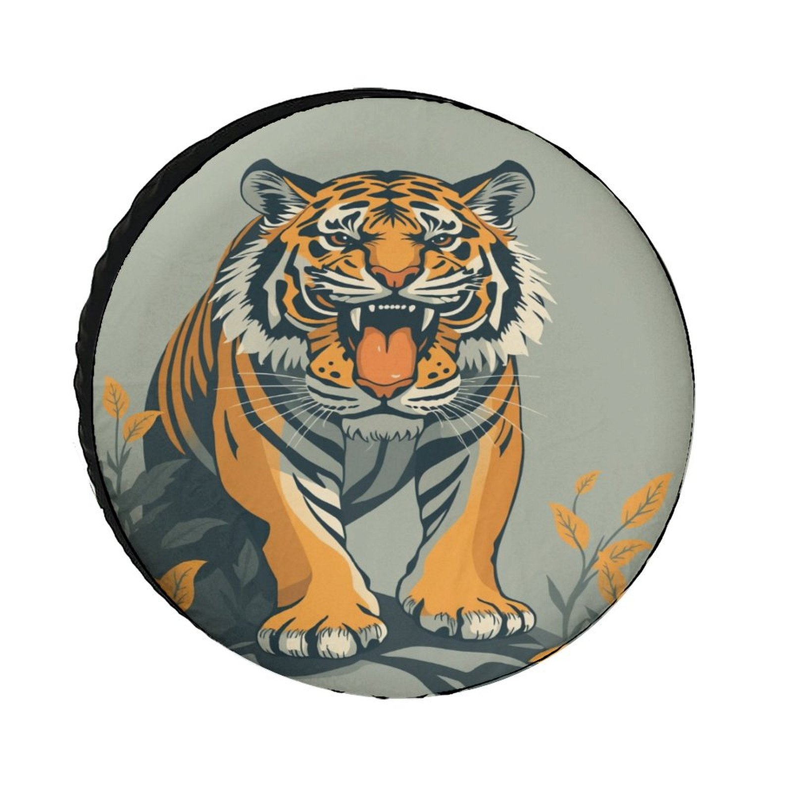 Roaring Tiger Jungle Foliage Fierce Predator Spare Tire Cover Dust ...