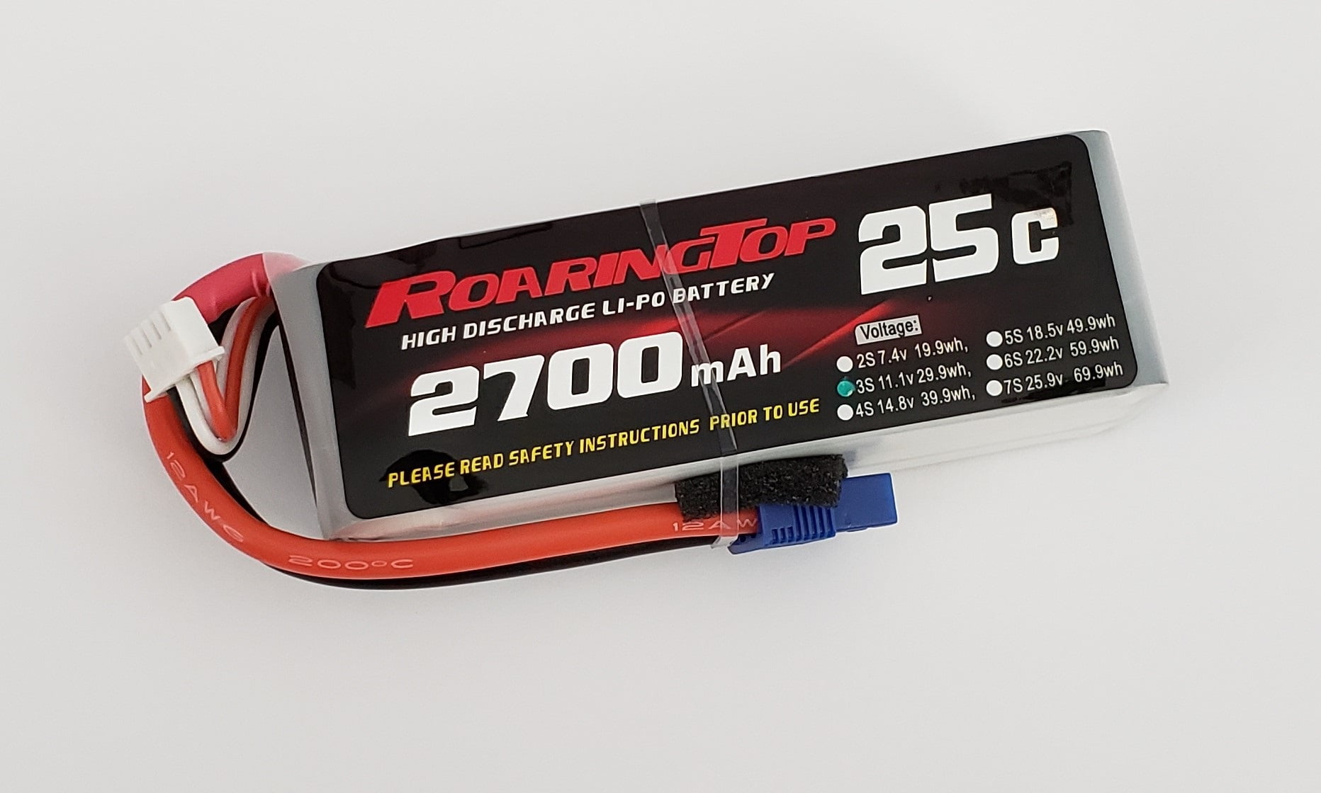 Roaring Top 25C 2700mah 3S LiPo Battery Pack with EC3 Plugs - Walmart.com