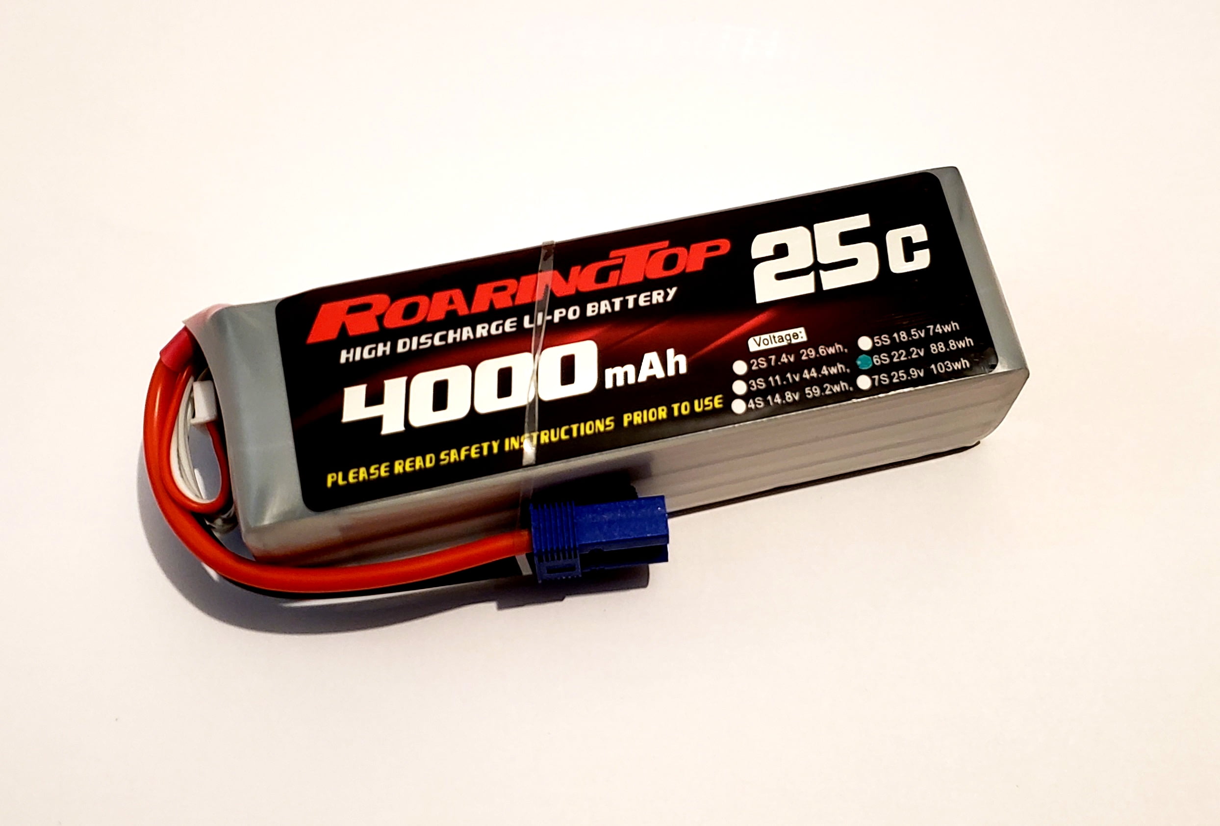 Roaring Top 25C 4000mAh 6S 22.2V LiPo Battery Pack with EC5 Plug - Walmart.com