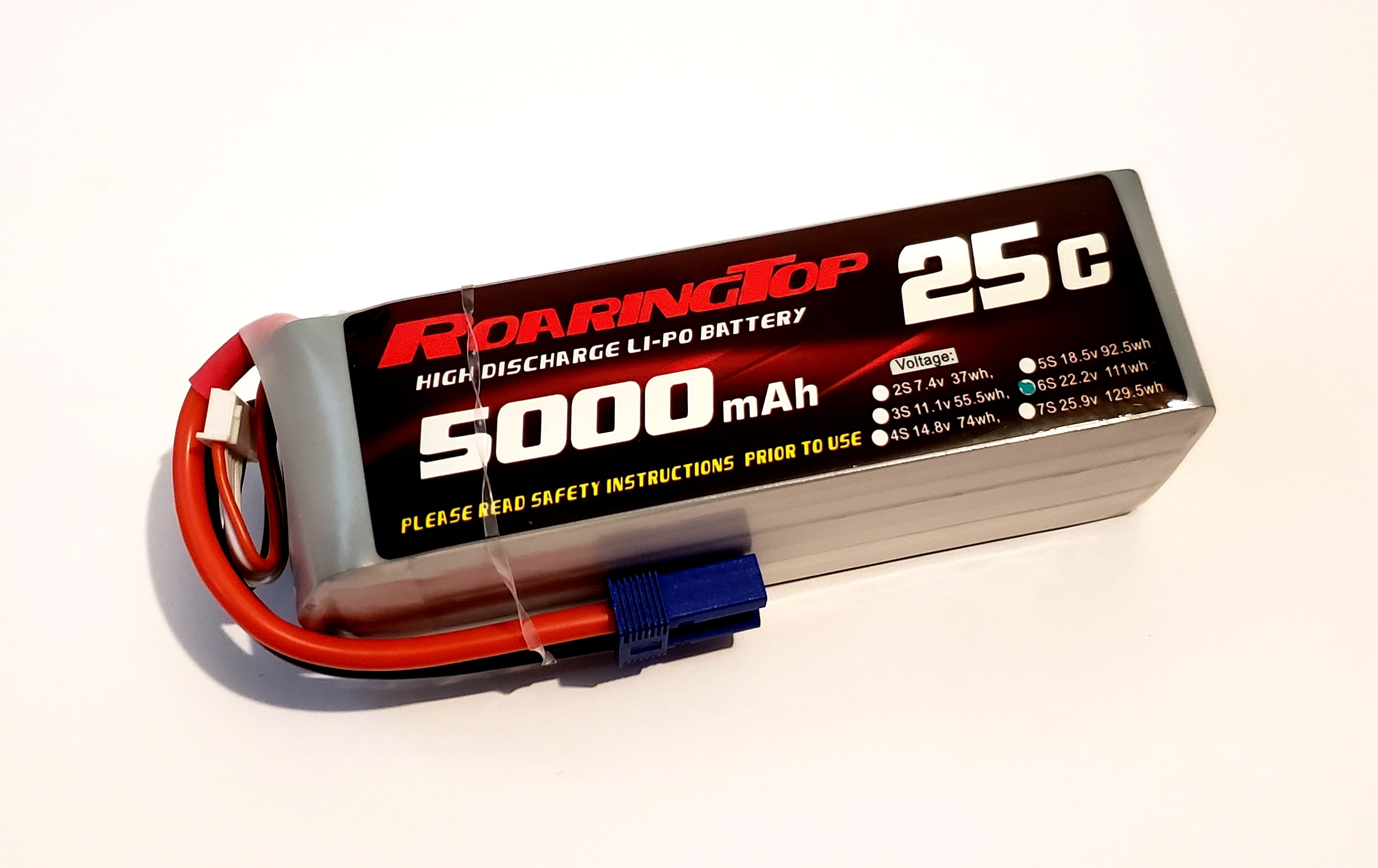 Roaring Top 25C 5000mAh 6S 22.2V LiPo Battery Pack with EC5 Plug - Walmart.com