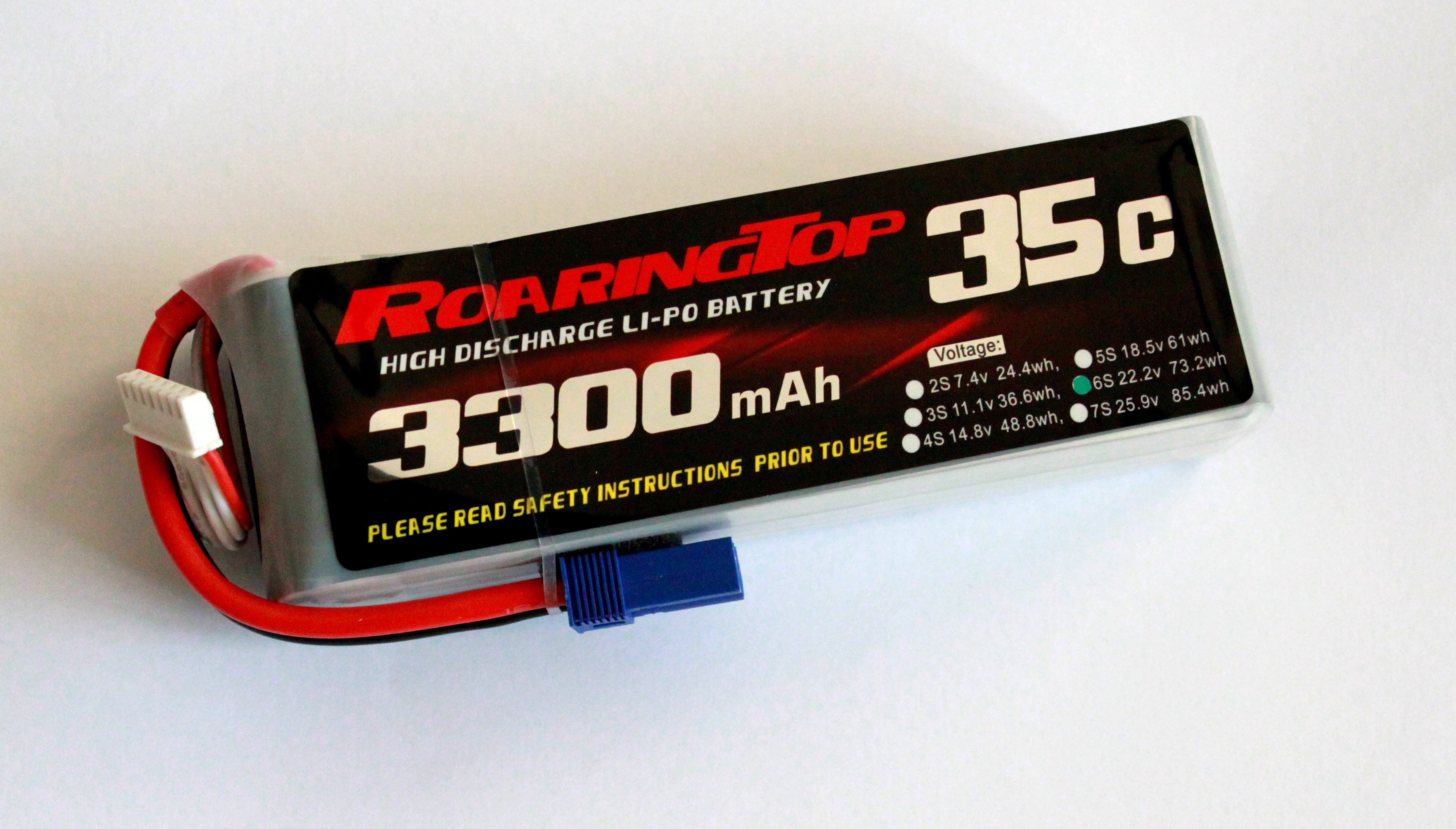 Roaring Top 35C 3300mAh 6S 22.2V LiPo Battery Pack with EC5 Plug - Walmart.com