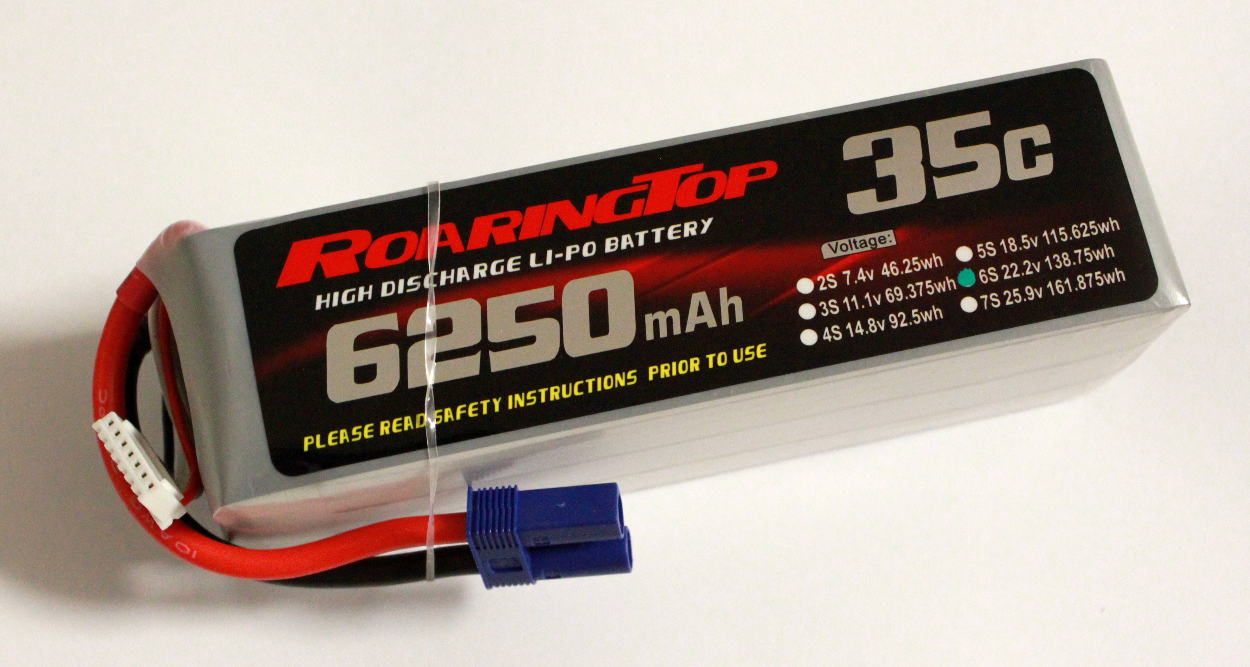 Roaring Top 35C 6250mAh 6S 22.2V LiPo Battery Pack with EC5 Plug - Walmart.com