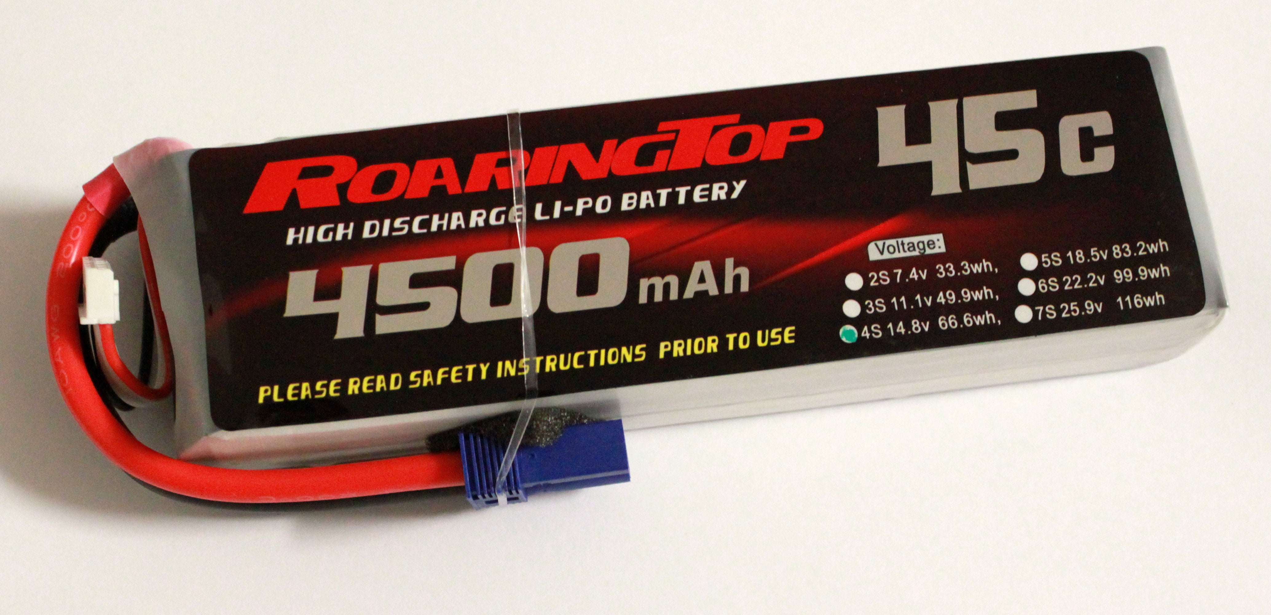 Roaring Top 45C 4500mAh 4S 14.8V LiPo Battery Pack with EC5 Plug ...