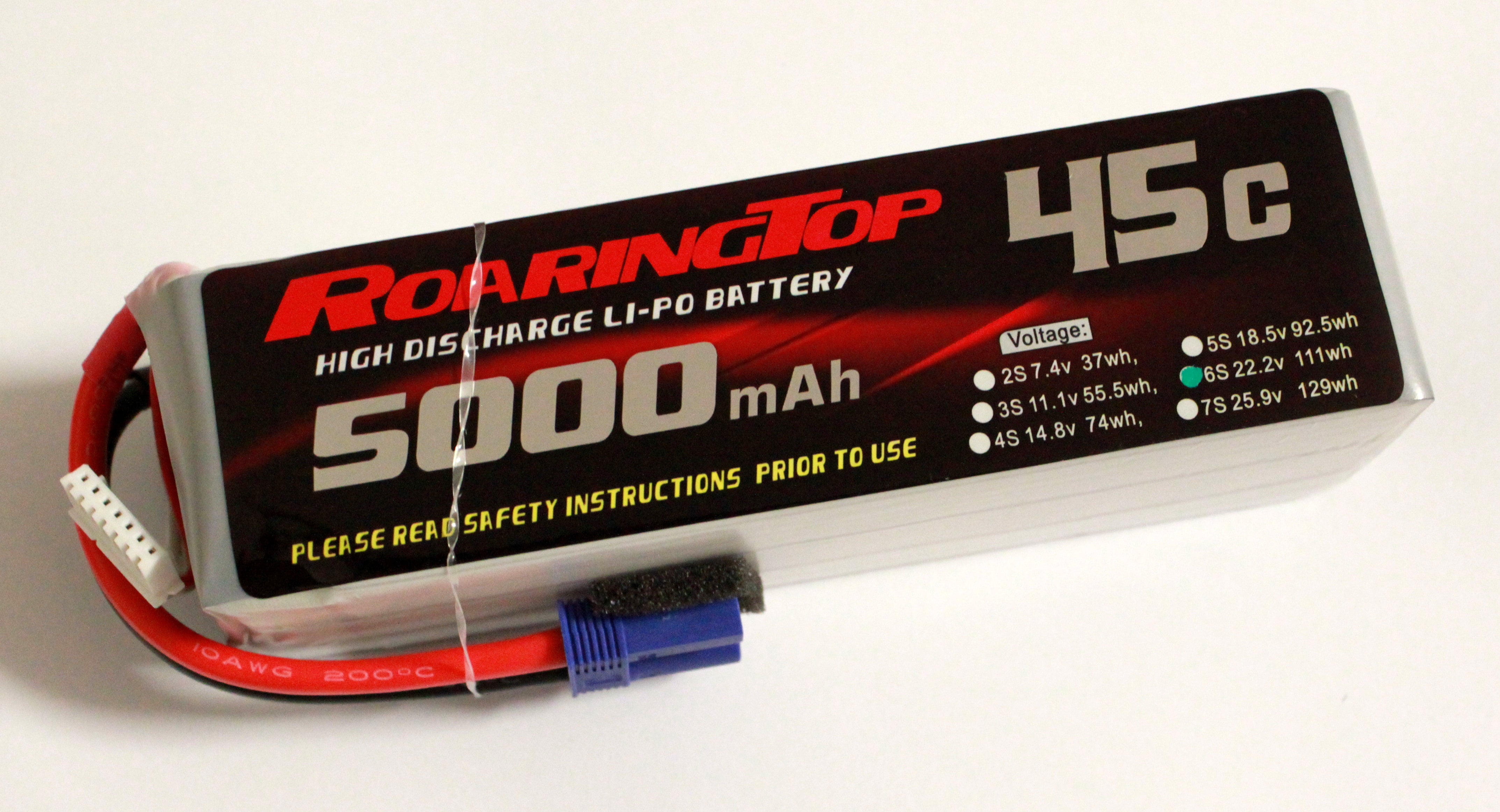 Roaring Top 45C 5000mAh 6S 22.2V LiPo Battery Pack with EC5 Plug - Walmart.com