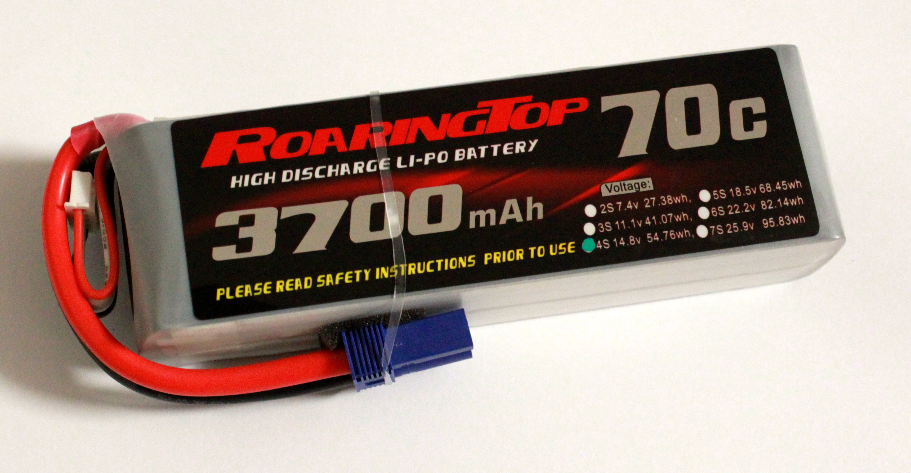 Roaring Top 70C 3700mAh 4S 14.8V LiPo Battery Pack with EC5 Plug ...