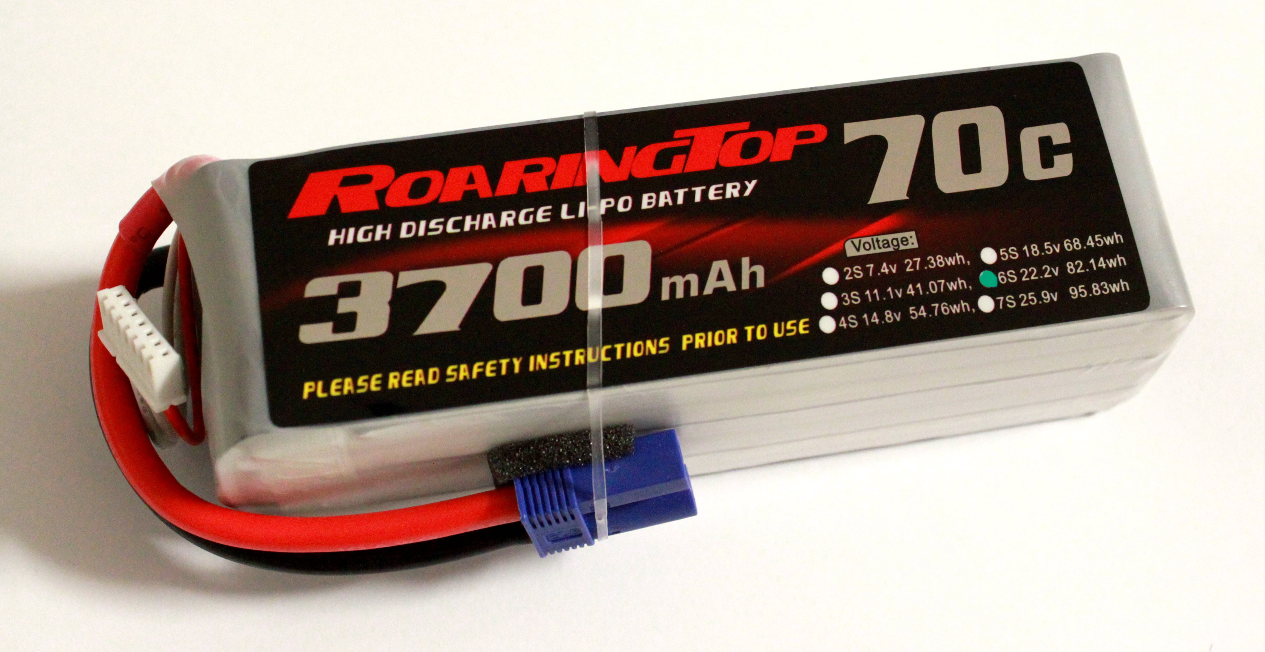 Roaring Top 70C 3700mAh 6S 22.2V LiPo Battery Pack with EC5 Plug ...