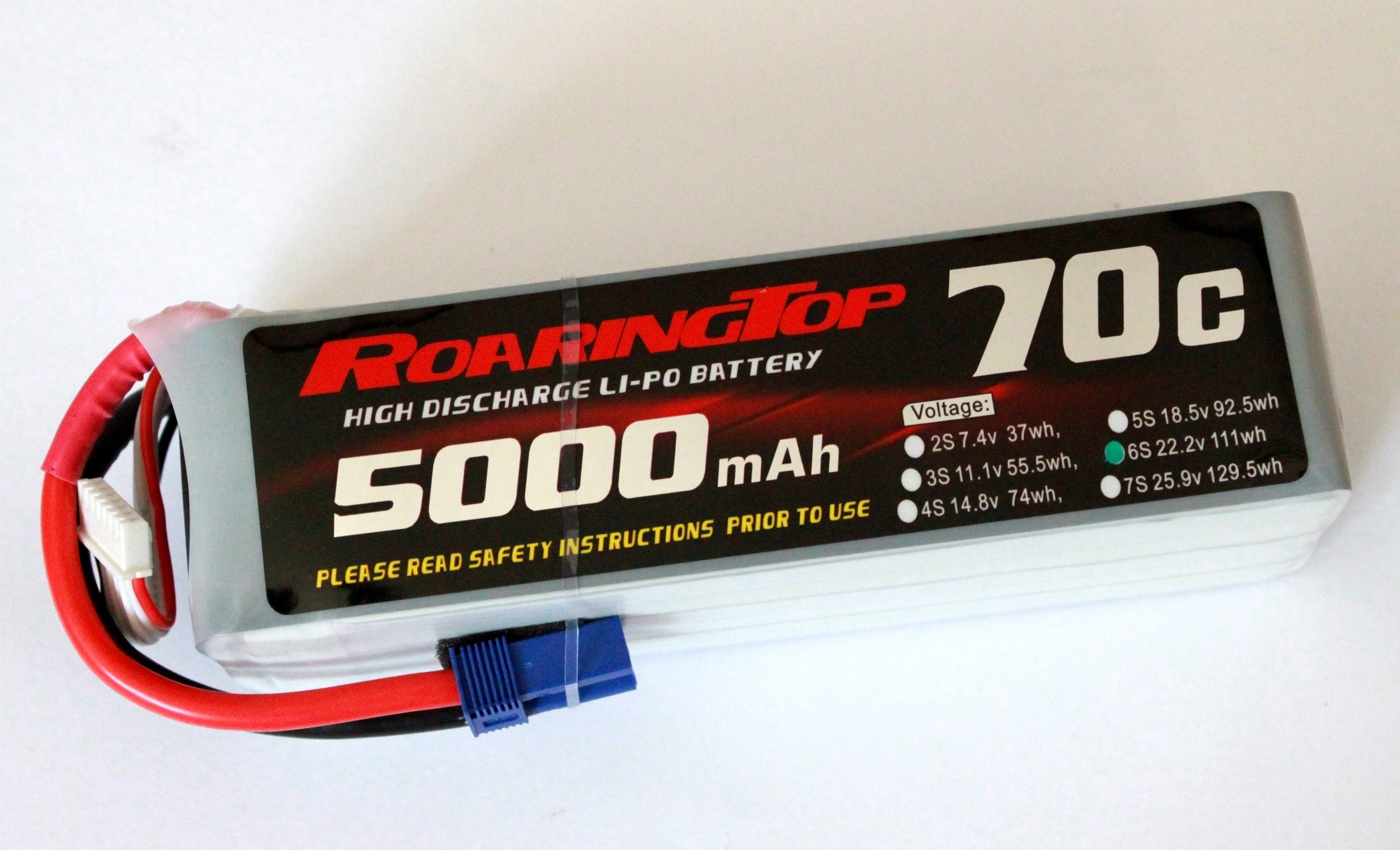 Roaring Top High Performance 70C 5000mAh 6S 22.2V LiPo Battery Pack with EC5 Plug - Walmart.com