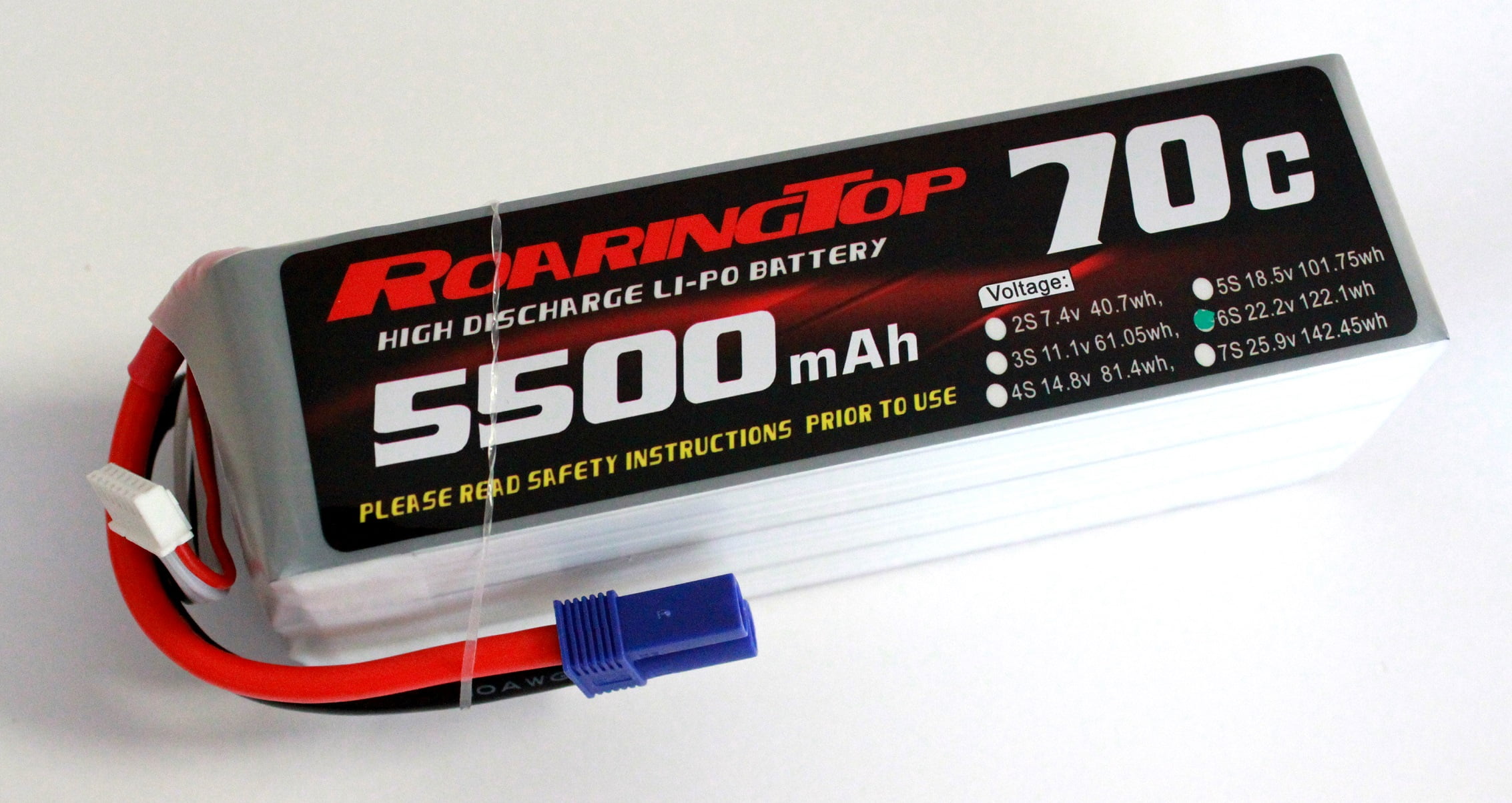Roaring Top 70C 5500mAh 6S 22.2V LiPo Battery Pack with EC5 Plug - Walmart.com