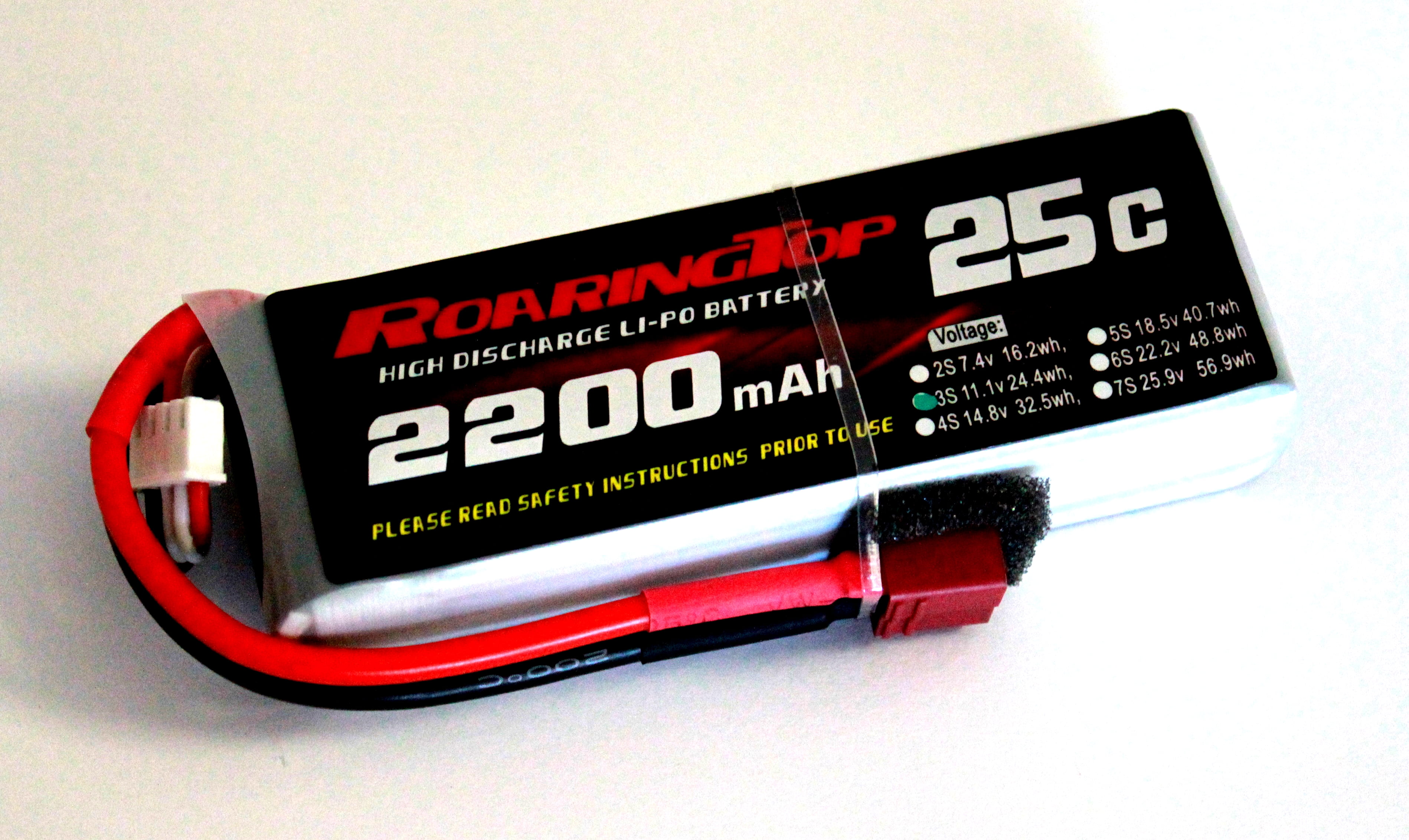 Roaring Top LiPo RC Battery Pack 25C 2200mAh 3S 11.1V with Deans Plug - Walmart.com