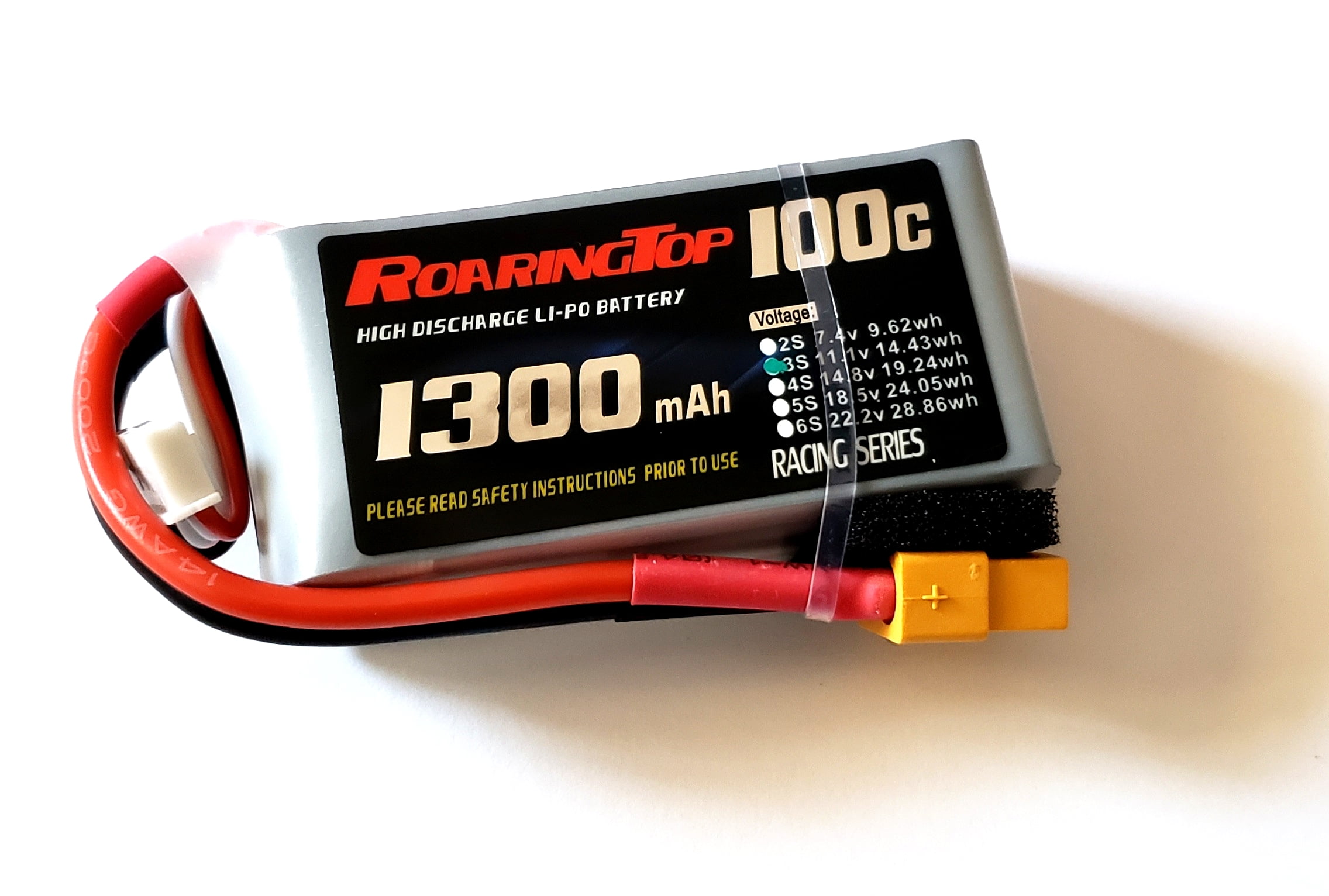 Roaring Top LiPo Battery Pack 100C 1300mAh 3S 11.1V with XT60 Plug - Walmart.com