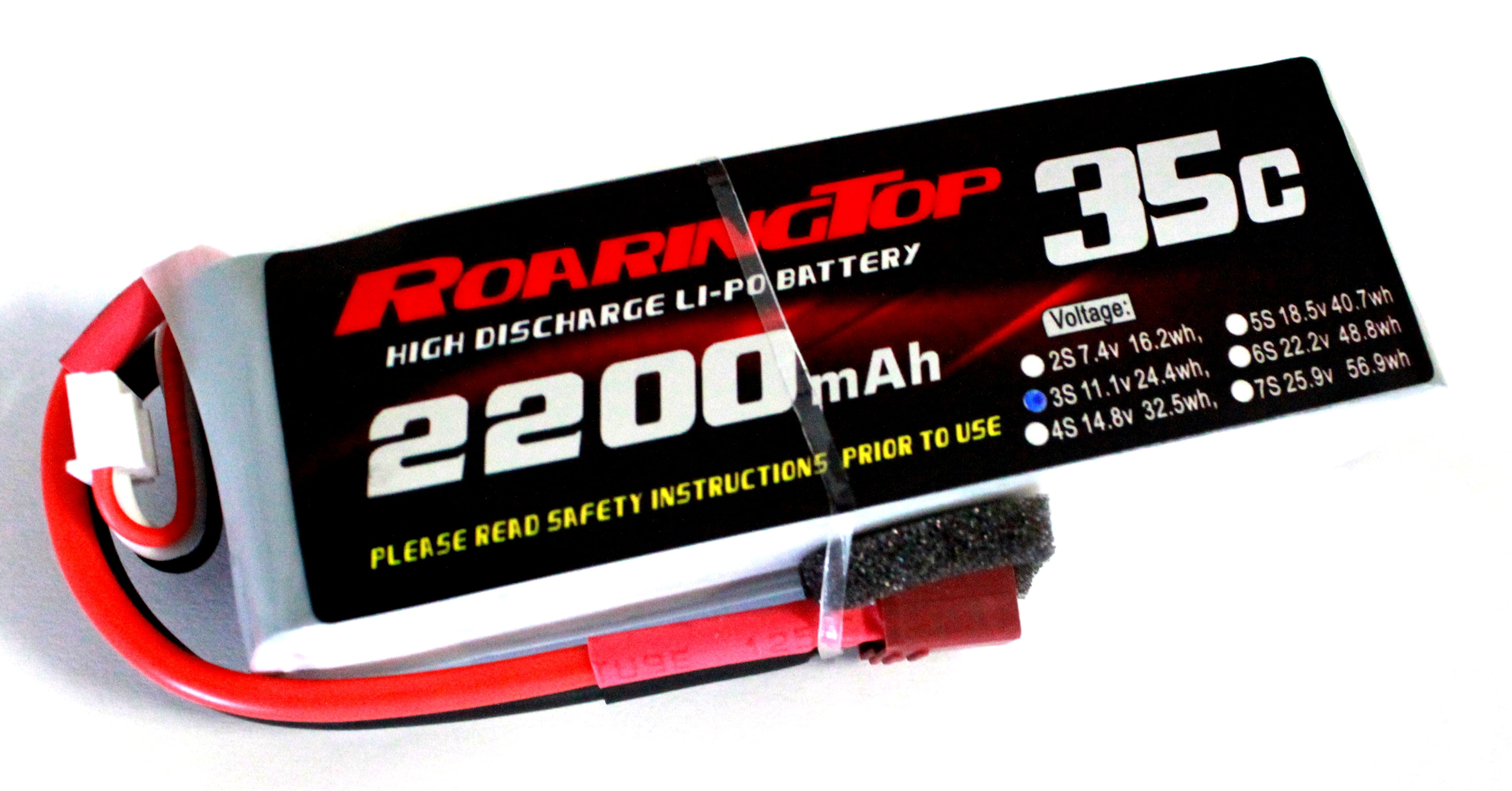 Roaring Top LiPo Battery Pack 35C 2200mAh 3S 11.1V with Deans Plug for ...