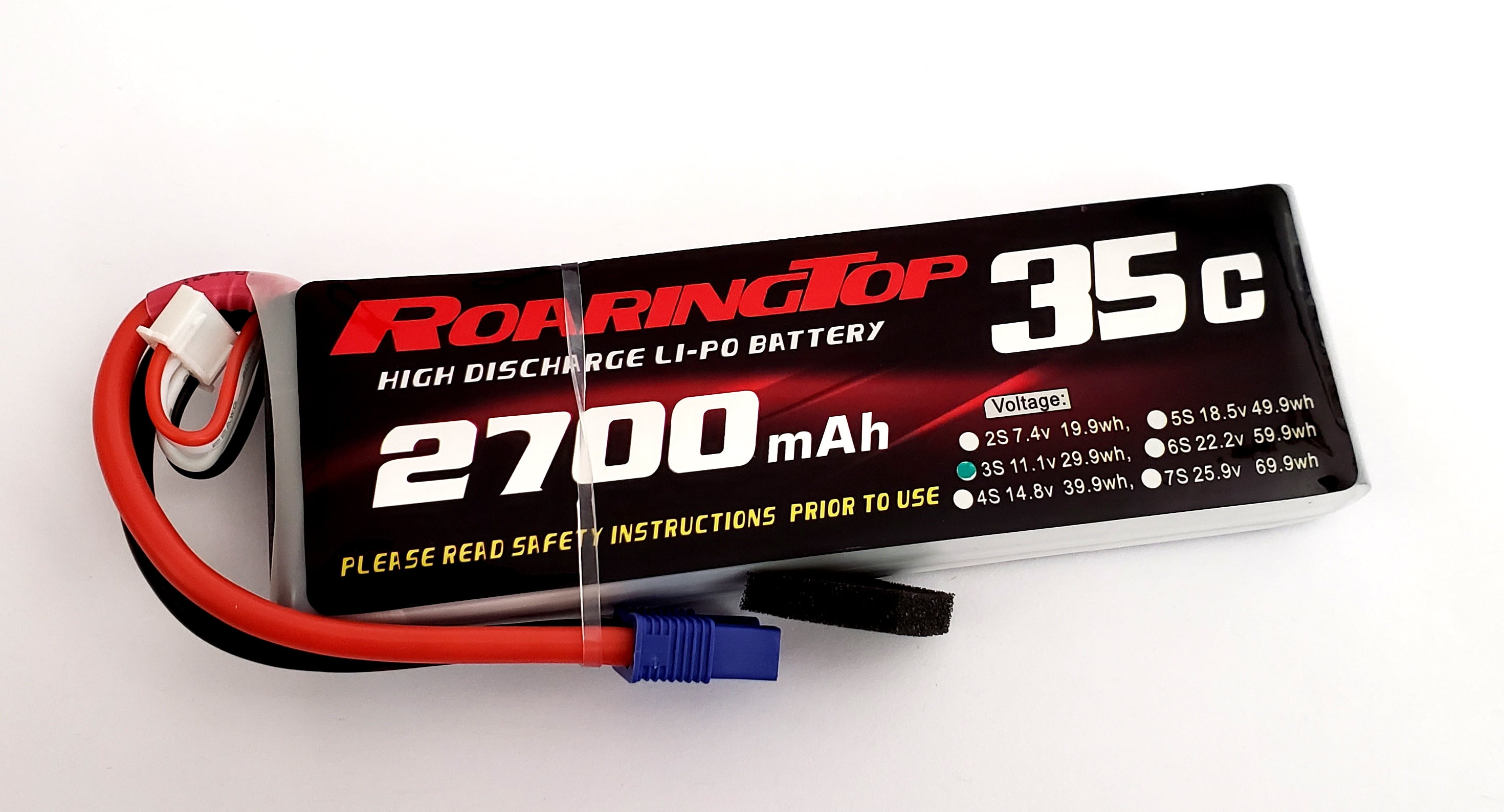 Roaring Top LiPo Battery Pack 35C 2700mAh 3S 11.1V with EC3 Plug - Walmart.com