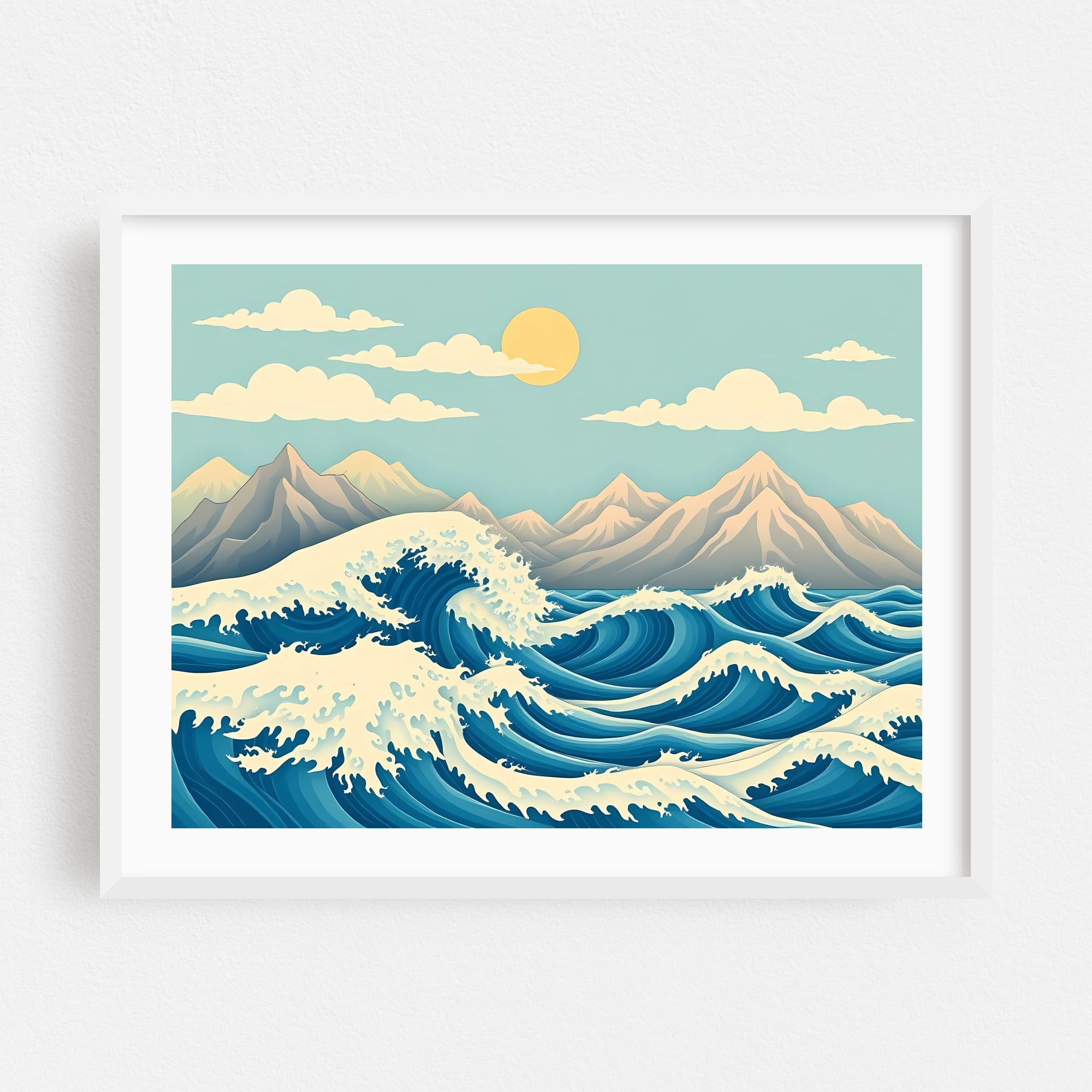 Roaring Waves and Distant Peaks - Illustration Waves Ocean Seascape ...