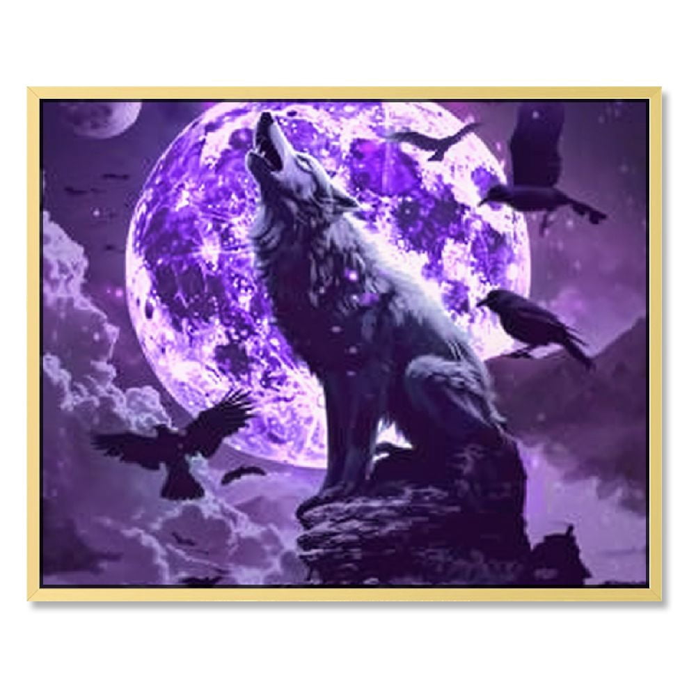 Roaring Wolf Canvas Painting Hanging Picture Vertical Poster Decoration ...
