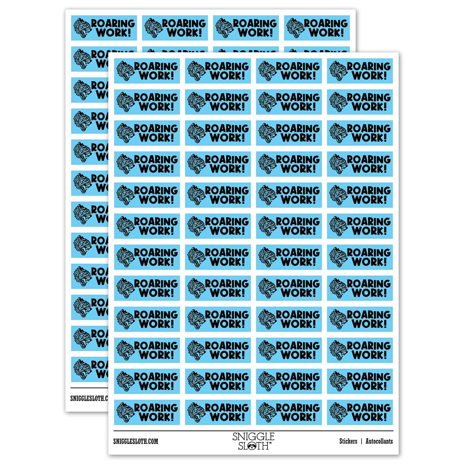 Roaring Work Tiger Teacher Student School Sticker Set - Light Blue ...