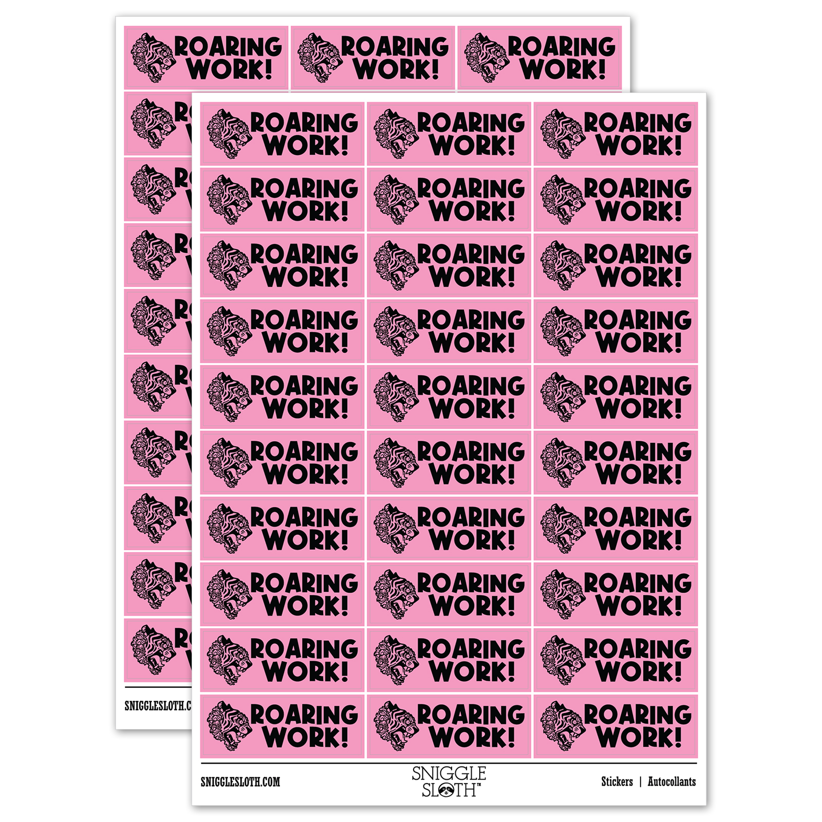 Roaring Work Tiger Teacher Student School Sticker Set - Light Pink ...