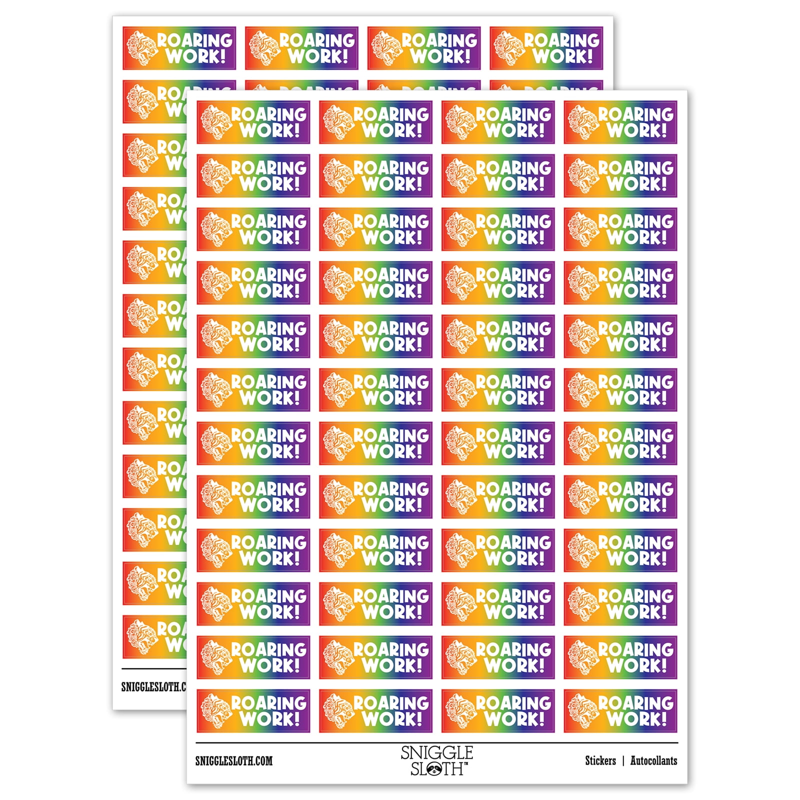 Roaring Work Tiger Teacher Student School Sticker Set - Rainbow - Gloss ...