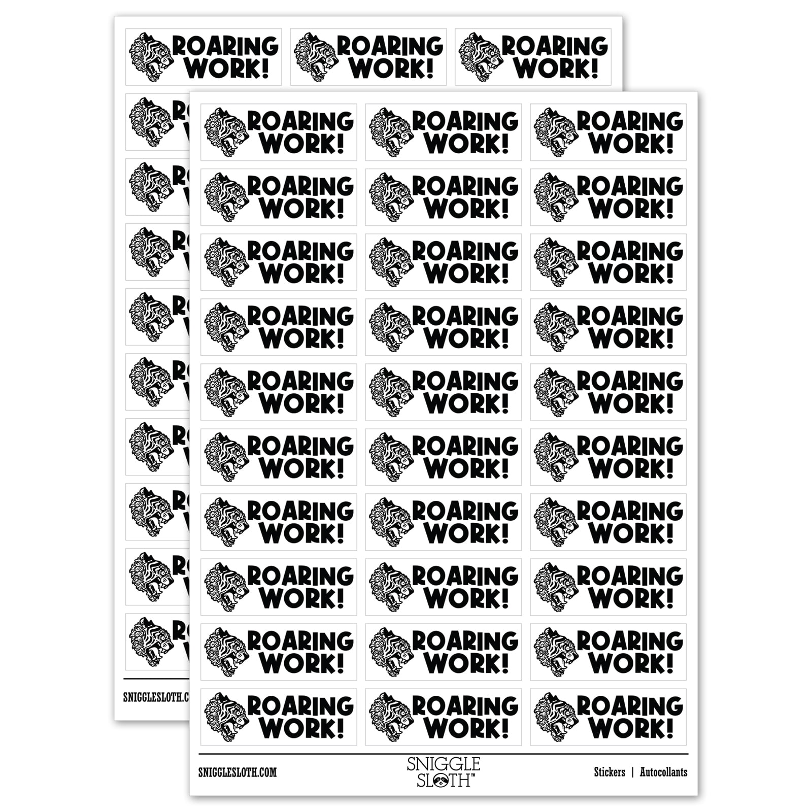 Roaring Work Tiger Teacher Student School Sticker Set - White - Matte ...