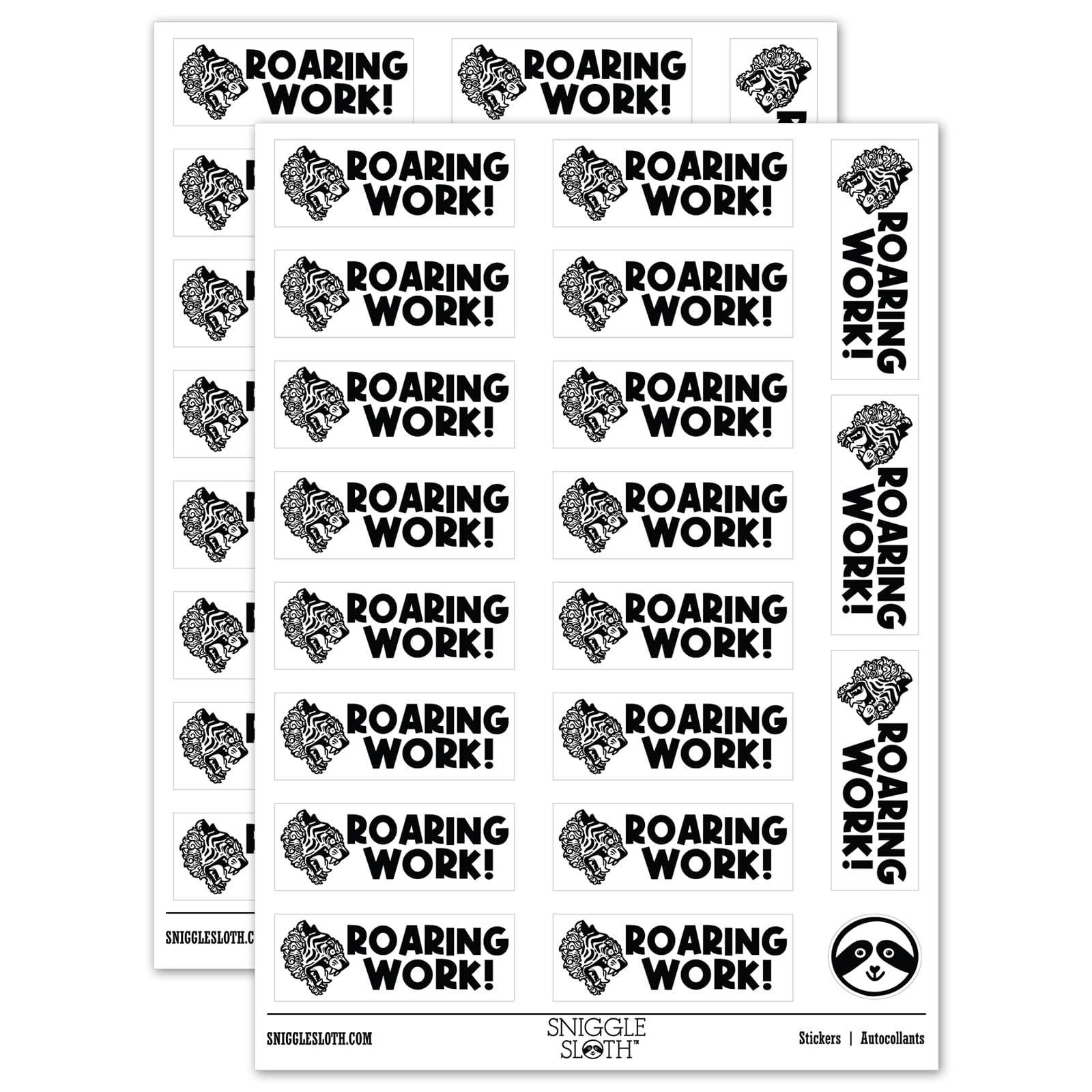 Roaring Work Tiger Teacher Student School Sticker Set - White - Matte ...