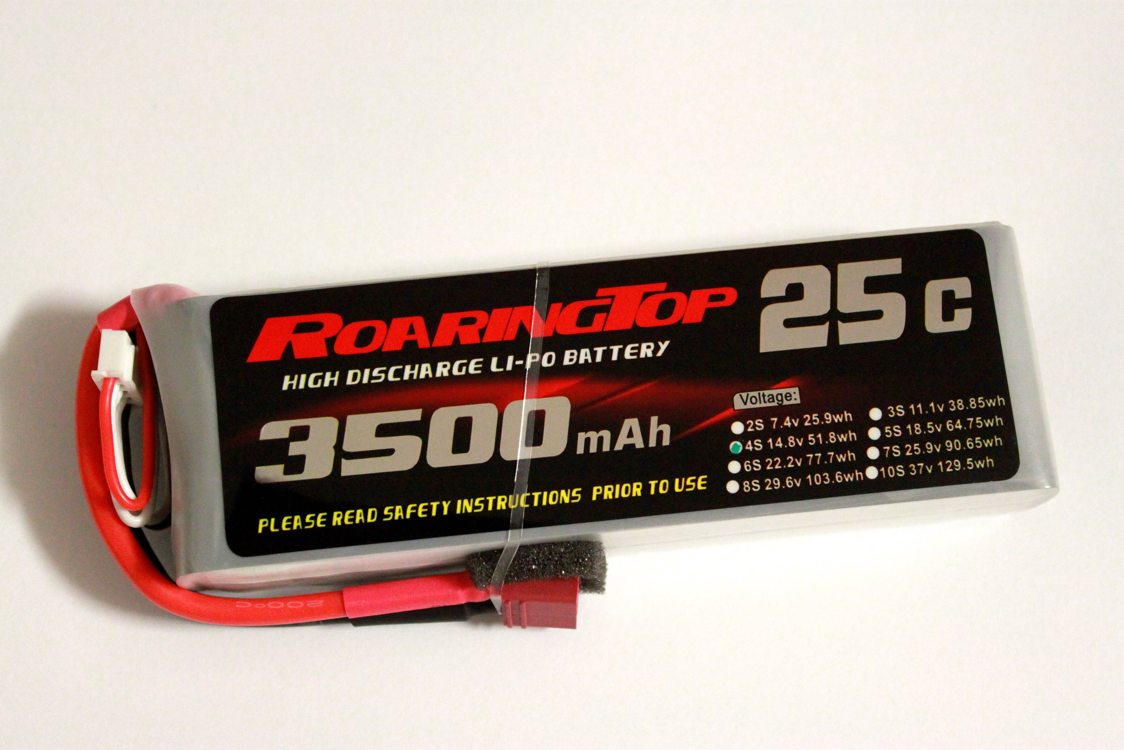 RoaringTop 25C 3500mAh 4S 14.8V LiPo Battery Pack with Deans Plug ...
