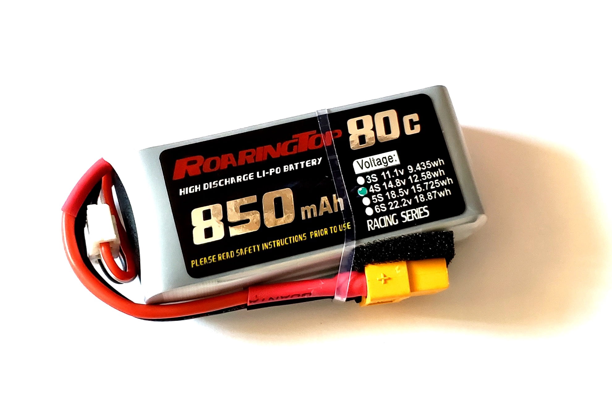 RoaringTop 80C 850mAh 4S 14.8V LiPo Battery Pack with XT60 Plug ...