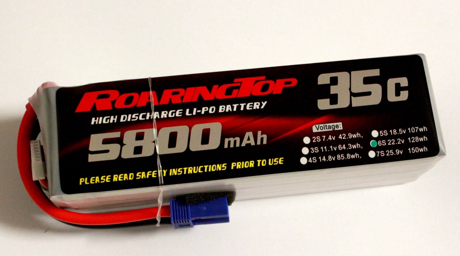 RoaringTop LiPo Battery Pack 35C 5800mAh 6S 22.2V with EC5 Plug ...