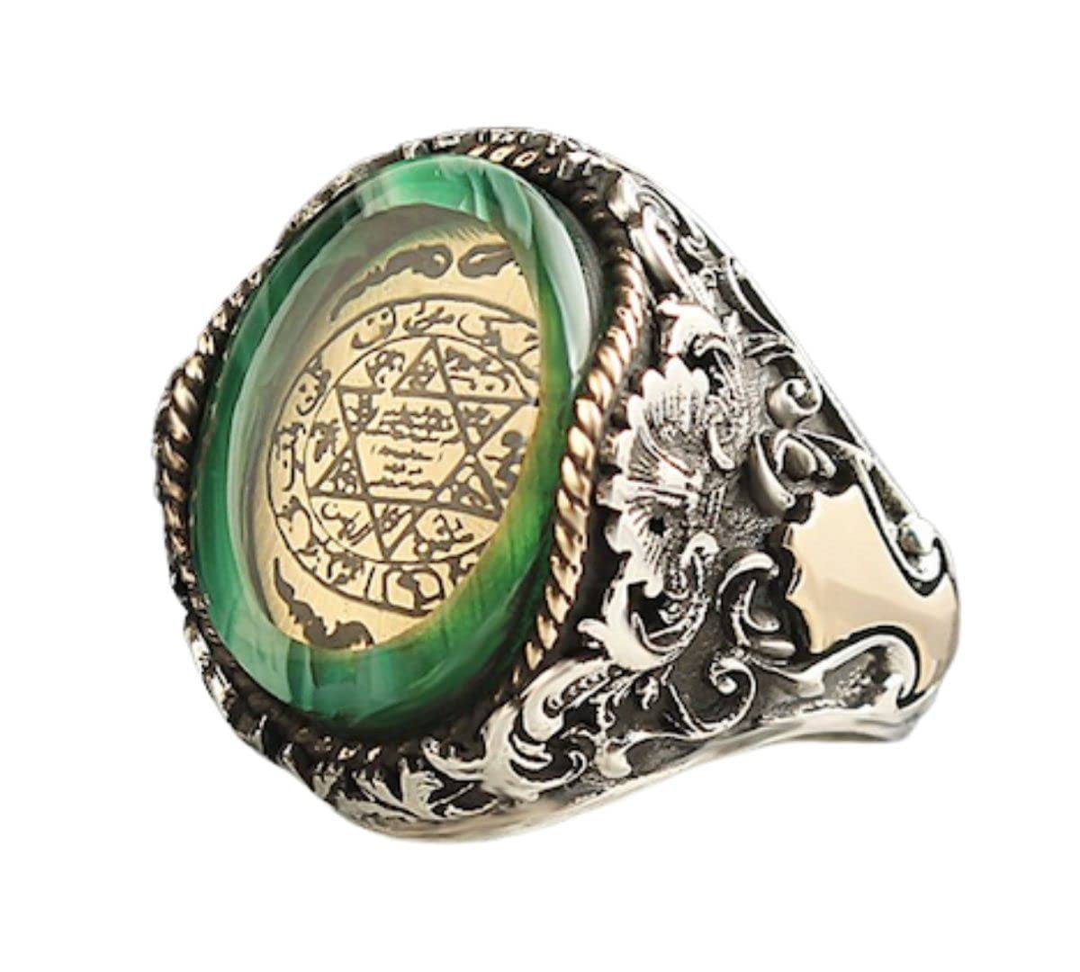 Roarsilver Seal of Solomon-Star of David Ring-Handmade Mens Ring-Agate ...