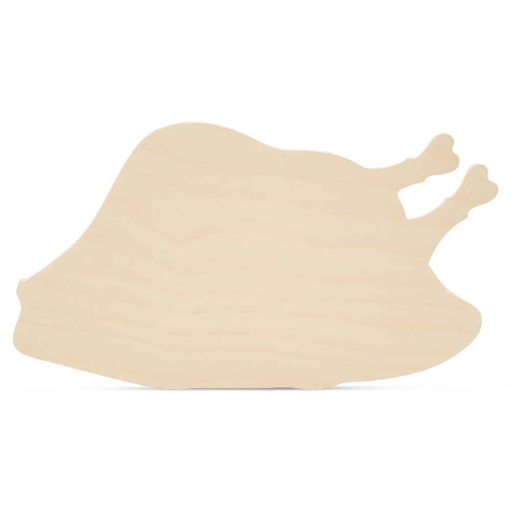 Roast Turkey Wooden Cutout 6-1/2 x 12 inches, 3 Unfinished Birch Wood ...