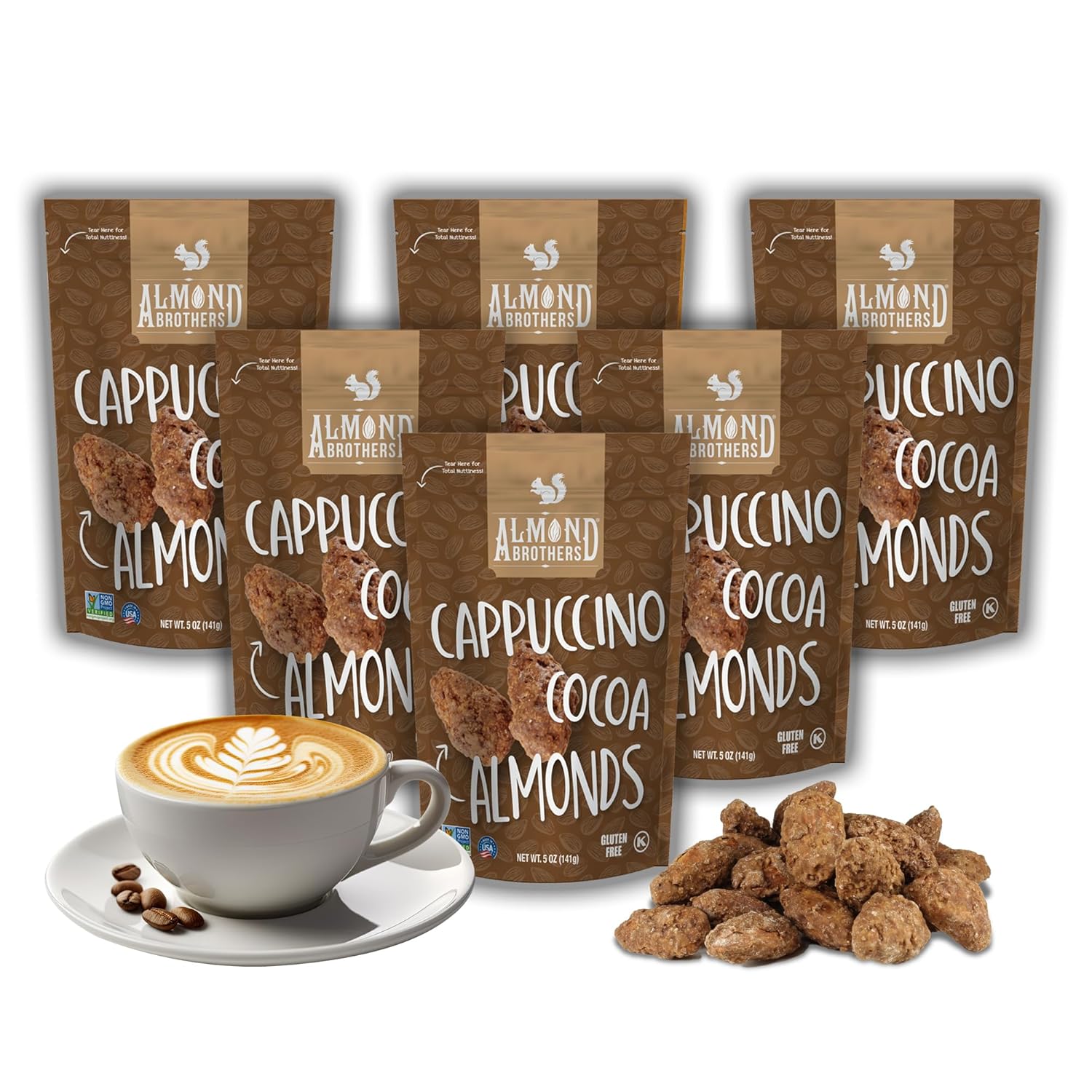 Roasted Almonds - Hand Crafted Cappuccino & Cocoa Almonds, Gluten-Free ...