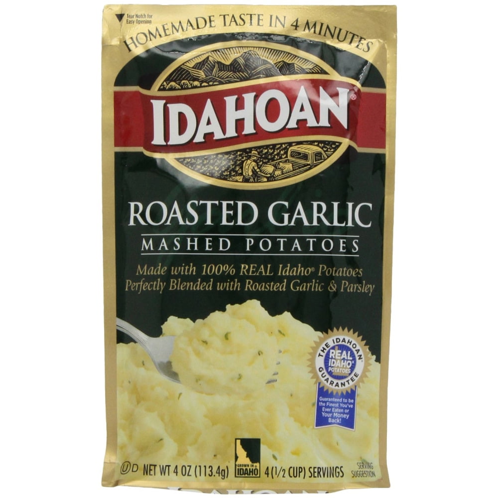 Idahoan Roasted Garlic Mashed Potatoes 4 oz. (Pack of 20) - Walmart.com