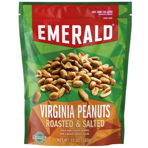 Emerald Roasted Salted Virginia Peanuts, Extra Large Whole Nuts, 10 Oz ...