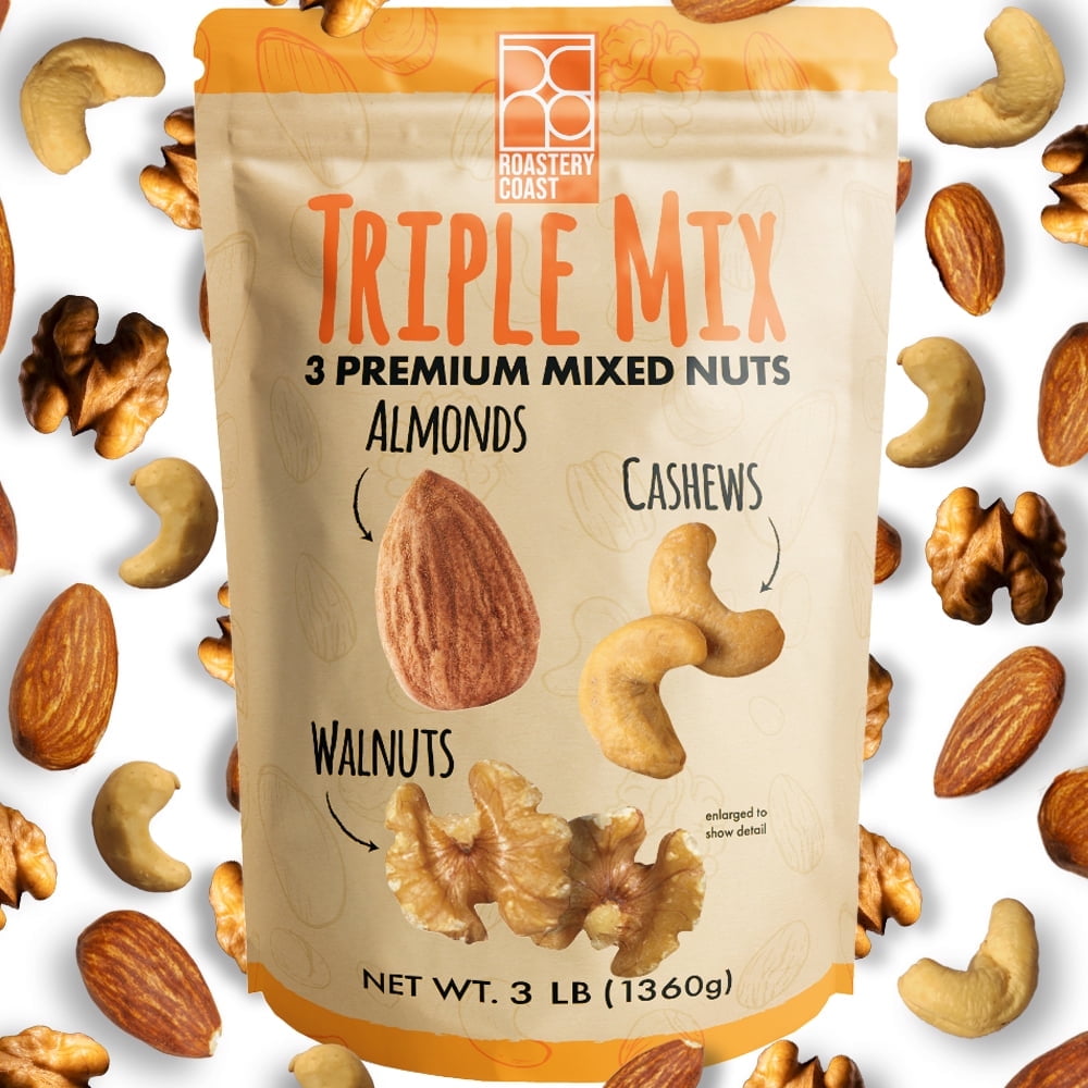 Roastery Coast Healthy Nut Mix | 3lbs | Almonds, Cashews, Walnuts | Dry ...