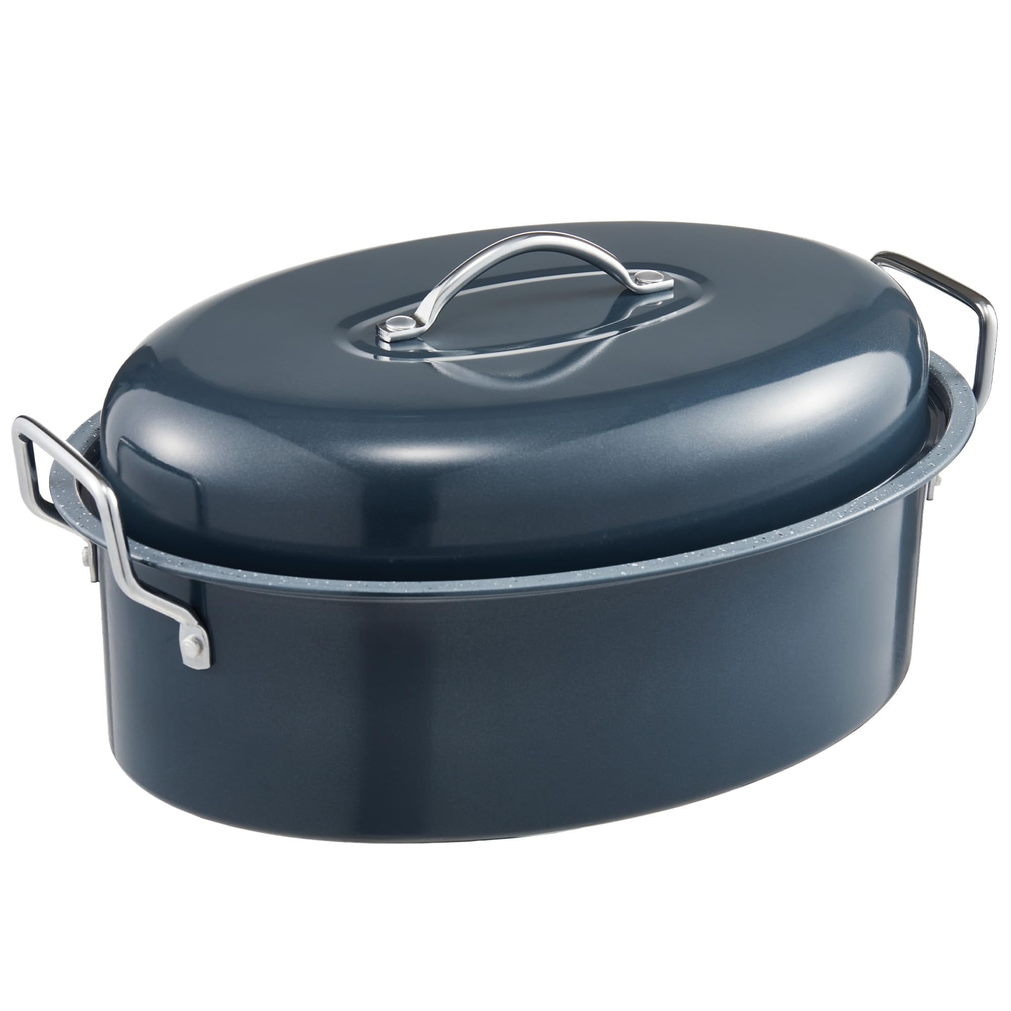 HONGBAKE 18 Inch Turkey Roasting Pan with Rack and Lid, Extra Large Red ...