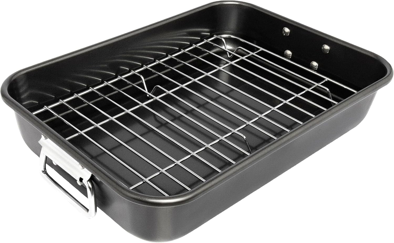 Roasting Pan with Rack and Handles - 15 Inch Carbon Steel Roaster Pan ...