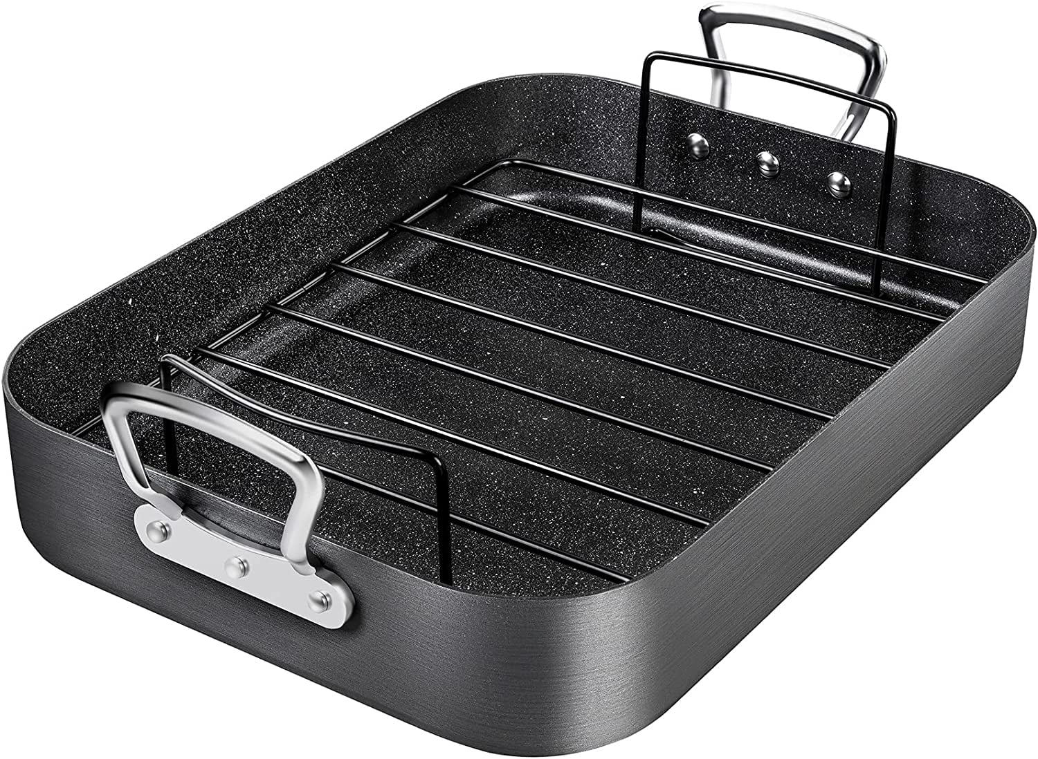 Roasting Pan with Rack, Hard Anodized Turkey Roaster Pan, Large Turkey ...