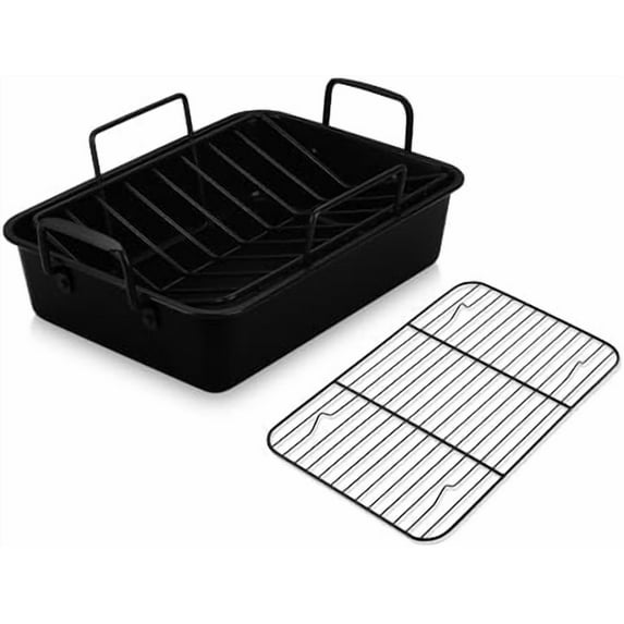 Roasting Pan with Racks, Small Stainless Steel Turkey Roaster with V ...