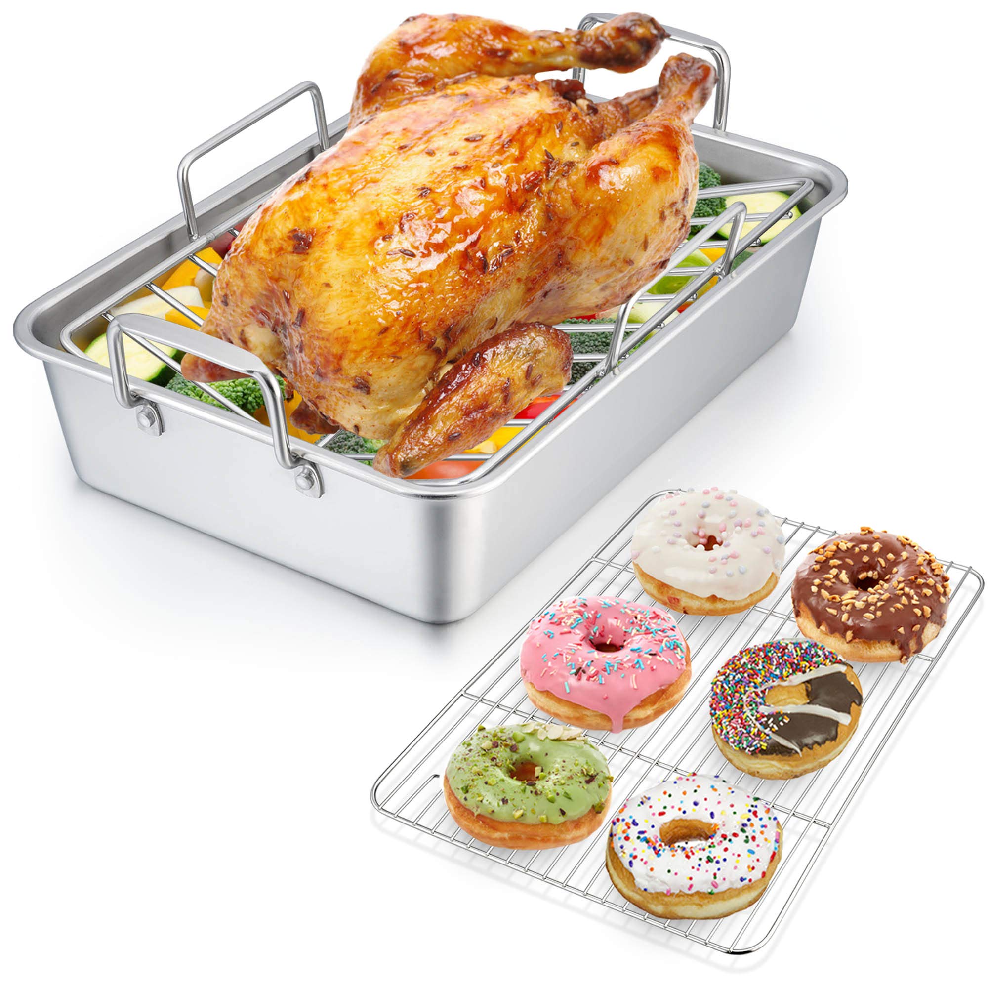 Cooks Standard Stainless Steel Roaster with Rack, 14 by 12 inch ...