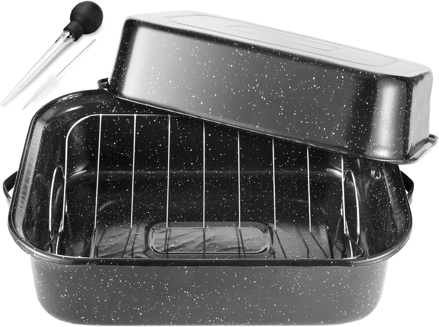Roasting Pan With Lid and Rack, 21' Rectangular, 25lb Turkey Roaster ...