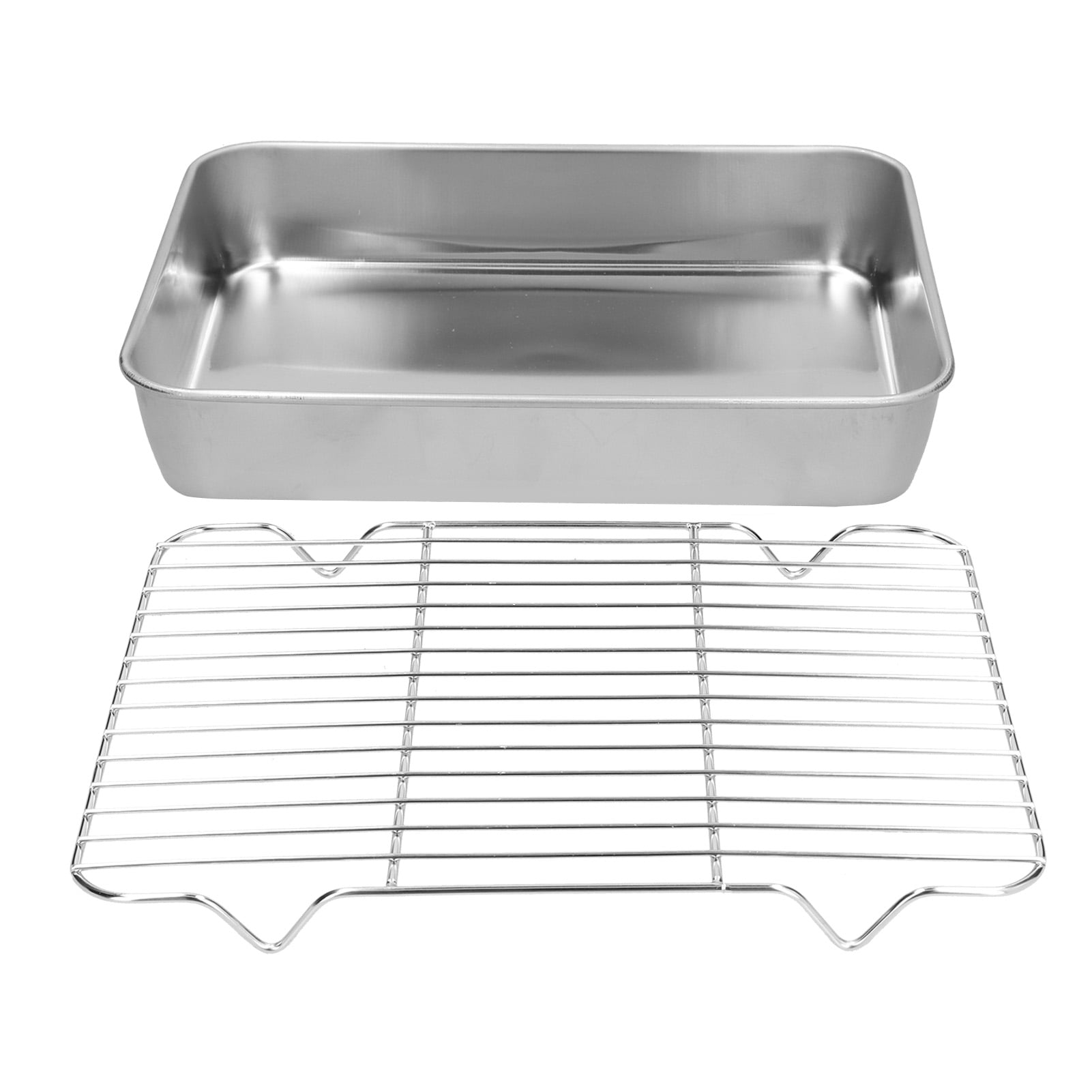 Roasting Pan and Rack Set Stainless Steel Easy Clean Rectangular ...