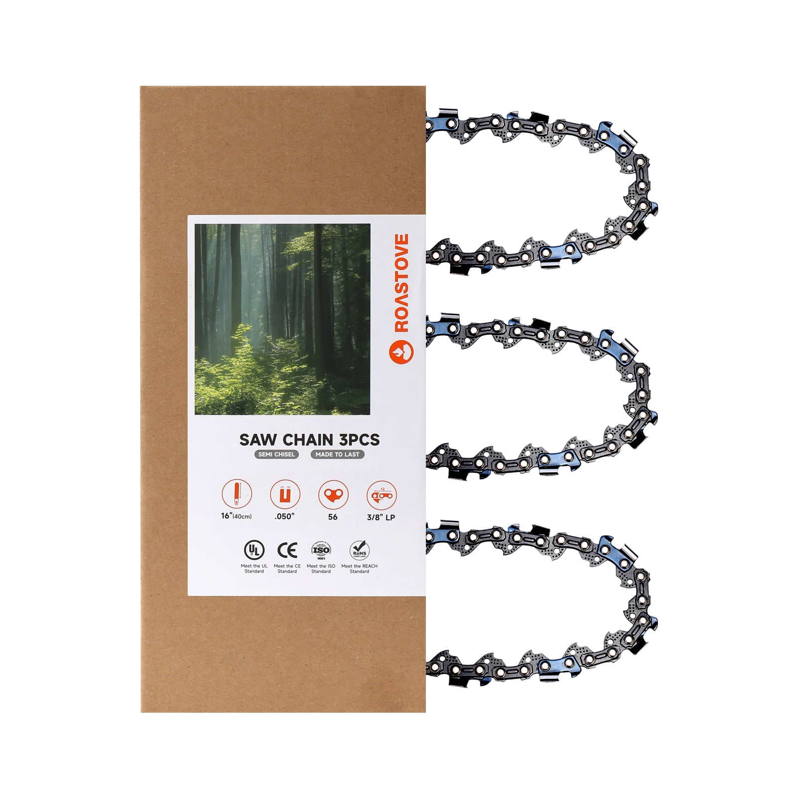 Roastove 16" Chainsaw Chain 3/8" LP Pitch .050" Gauge 56 DL Drive Links ...