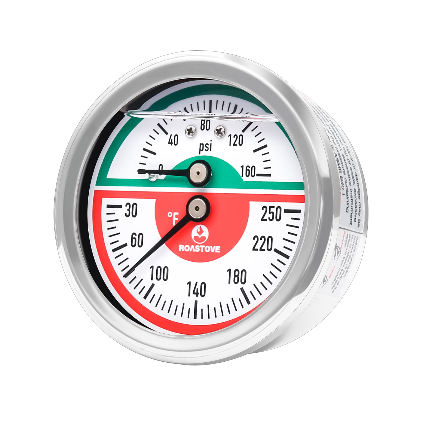 Roastove Tridicator, Thermo-Manometer, 2-1/2", Silicone Oil Filled, 0 ...