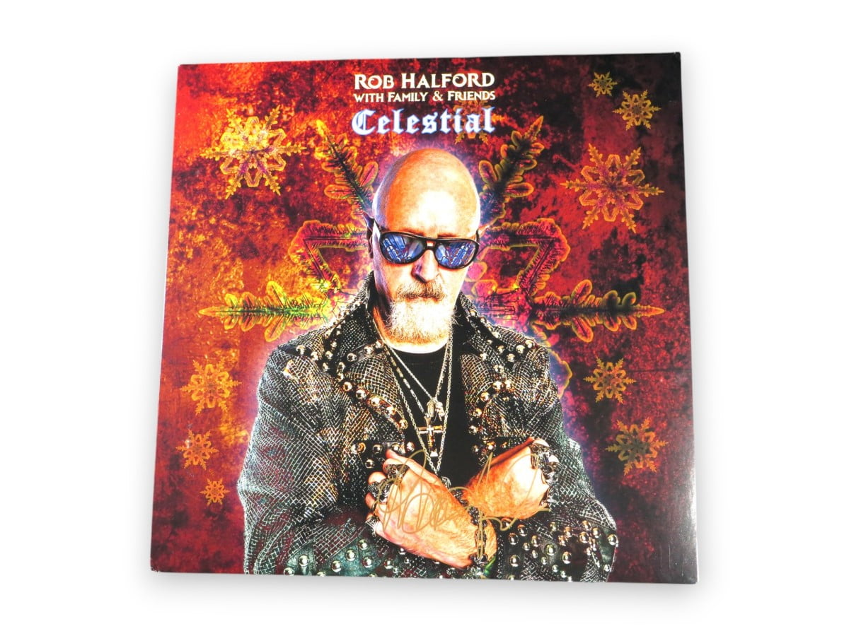 Rob Halford Autographed Record Album Cover Celestial Judas Priest BAS ...