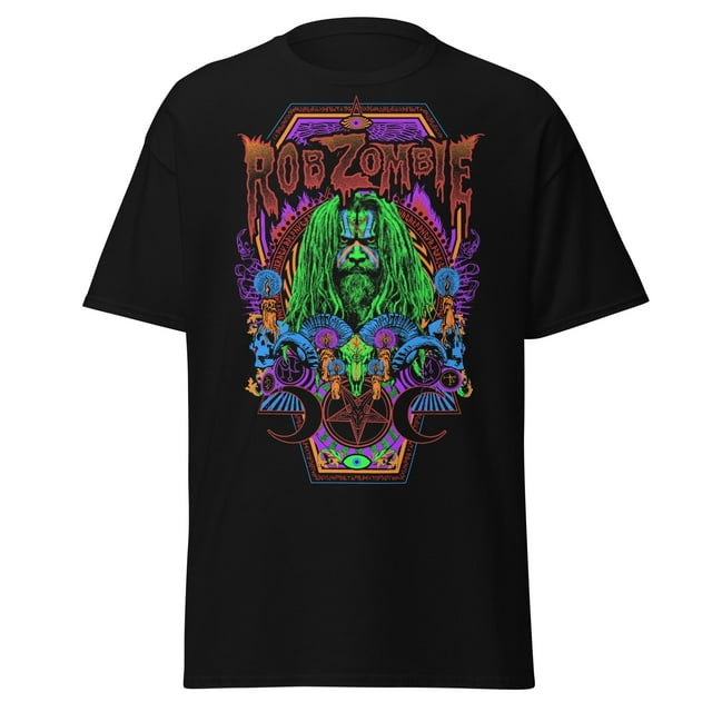 Rob Zombie Pyschedelic Jumbo Print Unisex T Shirt Black Extra