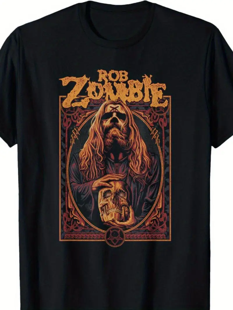 Rob Zombie Warlock Graphic T-Shirt for Men - Black Heavy Metal Band Tee ...