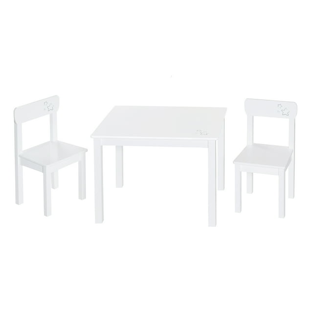 Roba Little Stars Set: White Wood Table & 2 Chairs, Perfect Size for ...