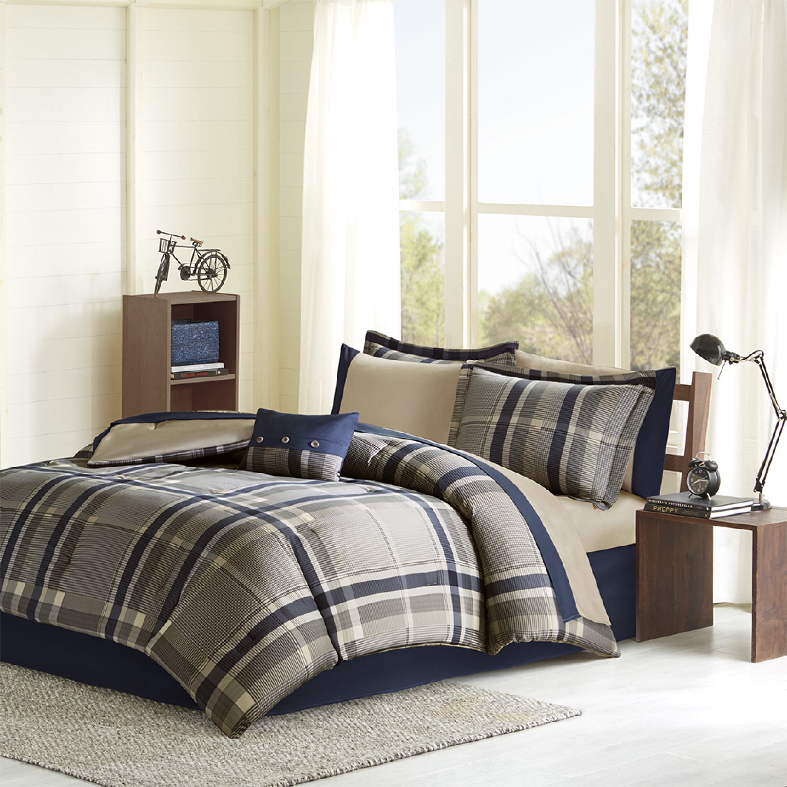 Robbie Plaid Comforter Set with Bed Sheets 95829 - Walmart.com