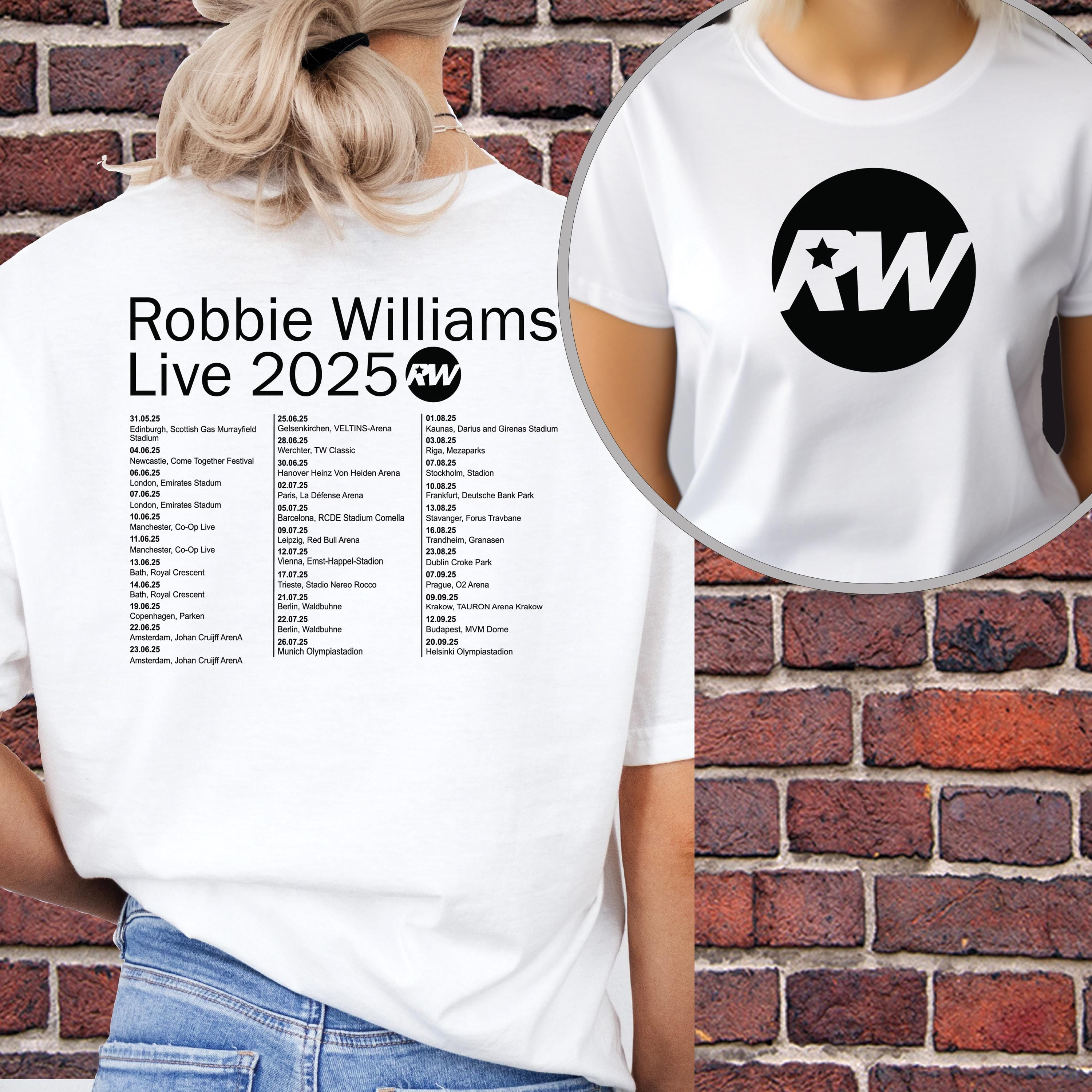 Robbie RW Logo Tour T-shirt, Robbie 2025 UK Tour T-Shirt, Robbie ...
