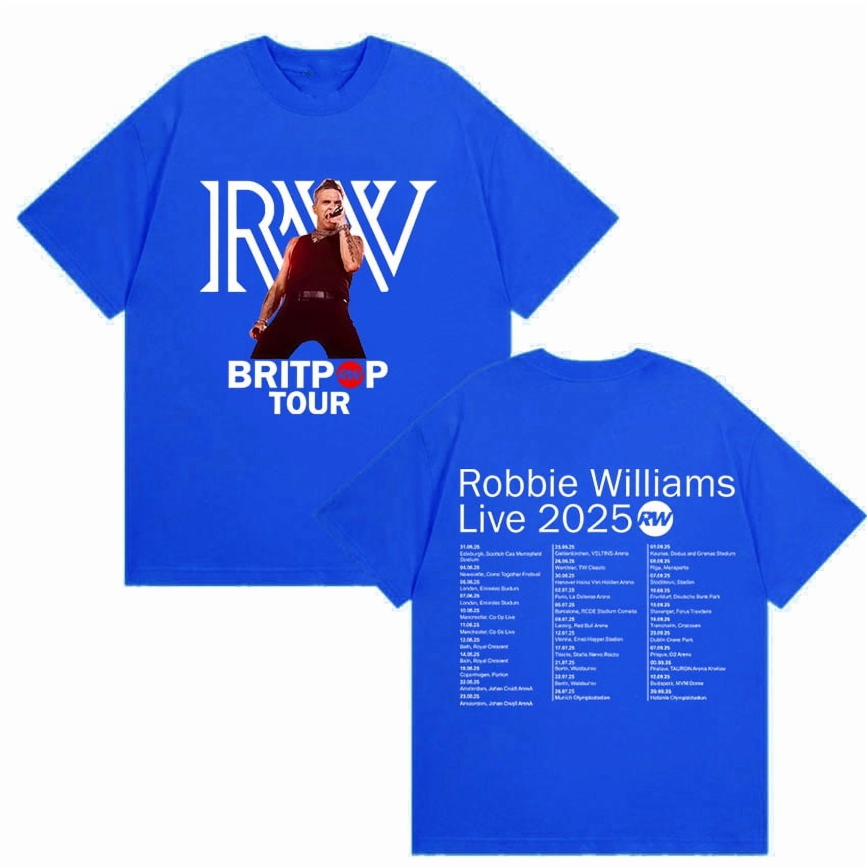 Robbie Williams 2025 RW Live Tour Unisex Cotton Short Sleeve Hip Hop ...